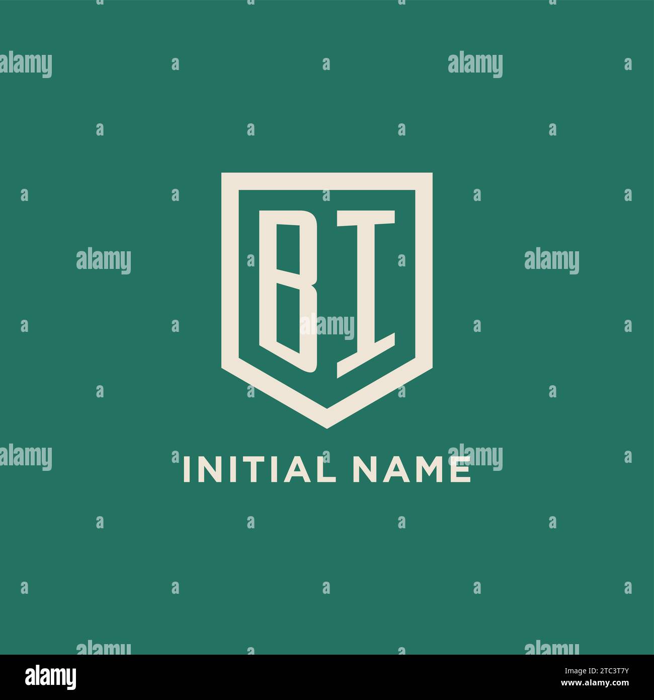 BI initial logo monogram shield geometric shape design vector graphic ...
