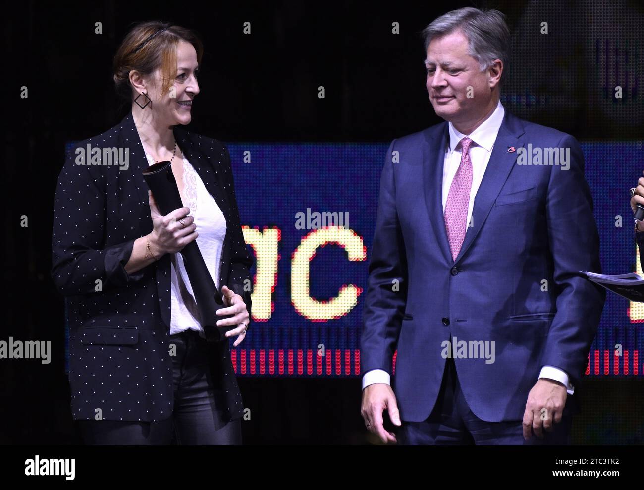 Zaventem, Belgium. 10th Dec, 2023. Stephanie Dubois, wife of Belgium's ...