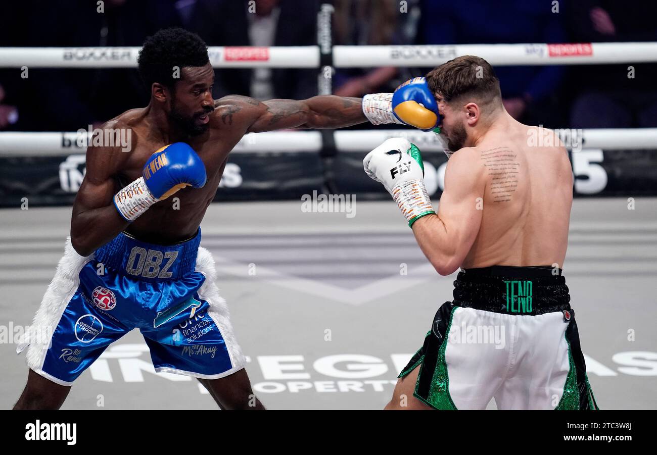 Kingsley Egbunike (left) and Lee Cutler in action during their English ...