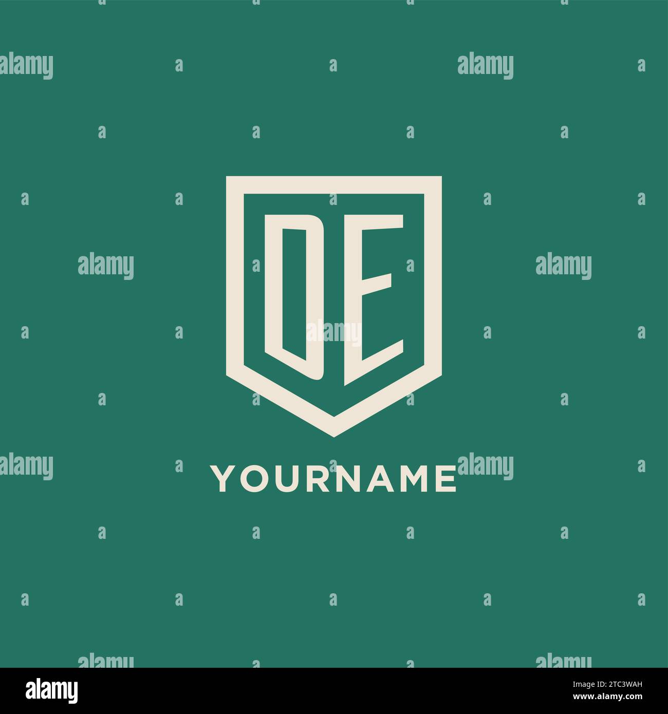 DE initial logo monogram shield geometric shape design vector graphic ...