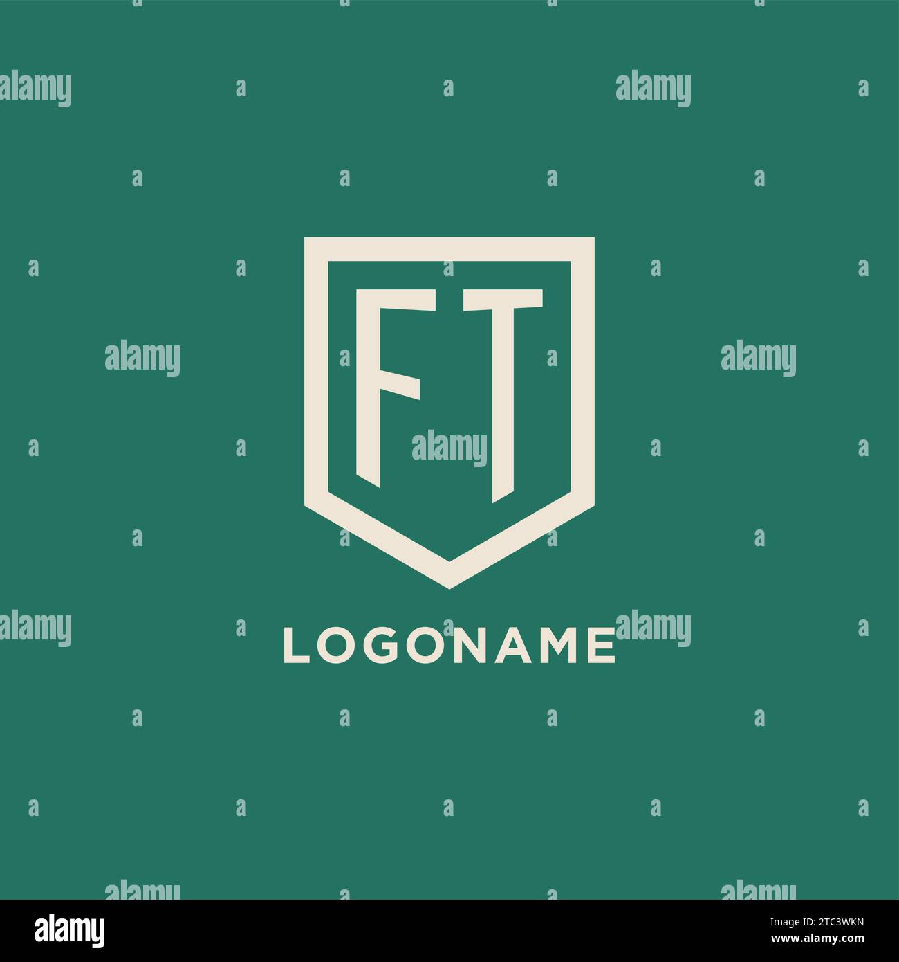 FT initial logo monogram shield geometric shape design vector graphic ...