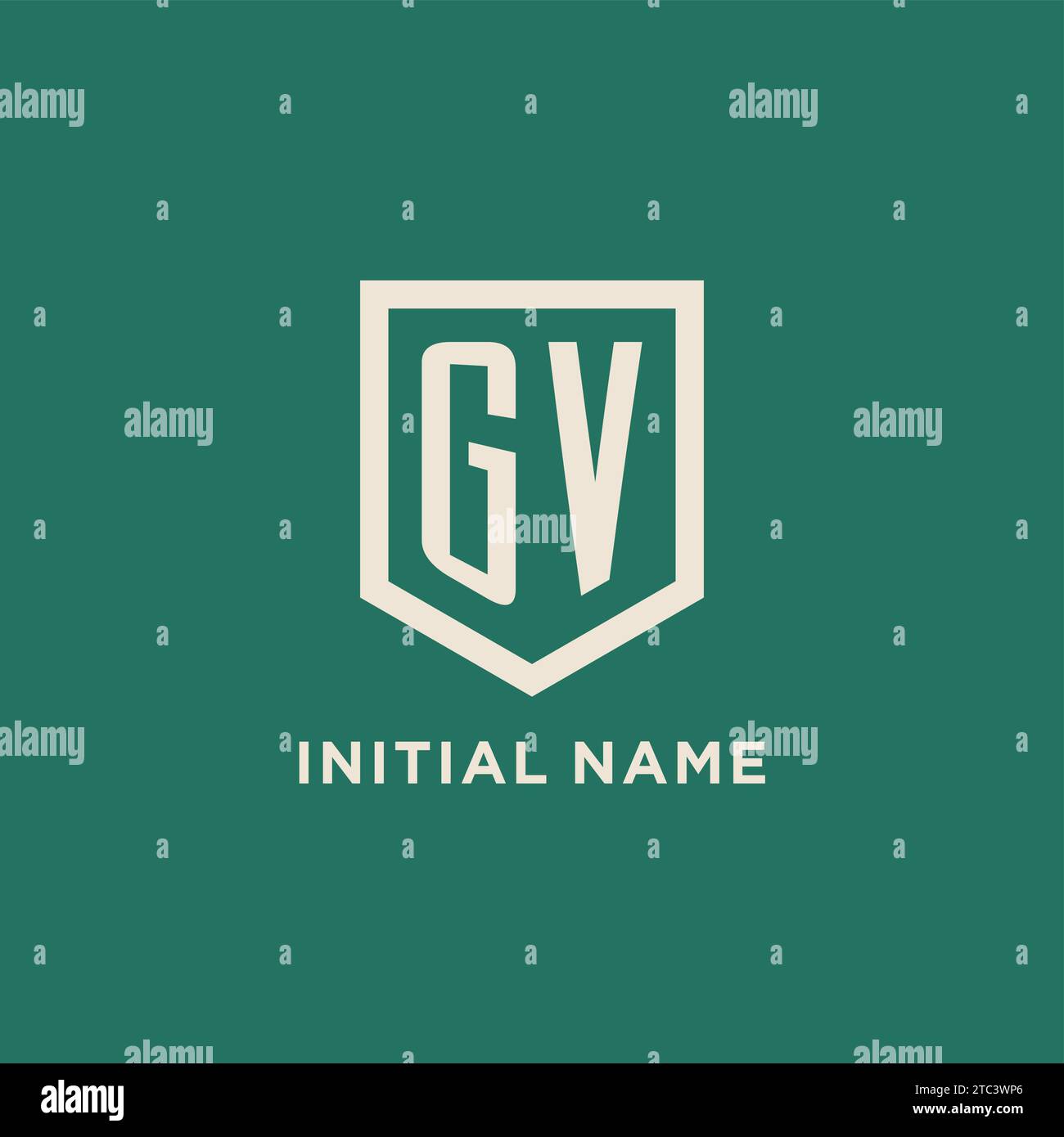 GV initial logo monogram shield geometric shape design vector graphic ...