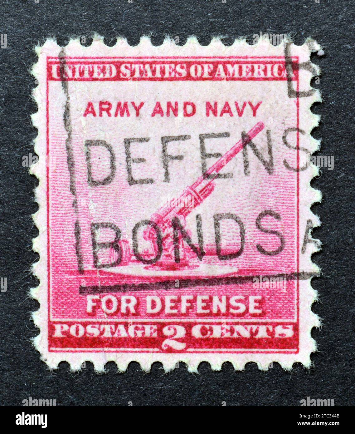 Cancelled postage stamp printed by USA, that shows Artillery, Army and ...