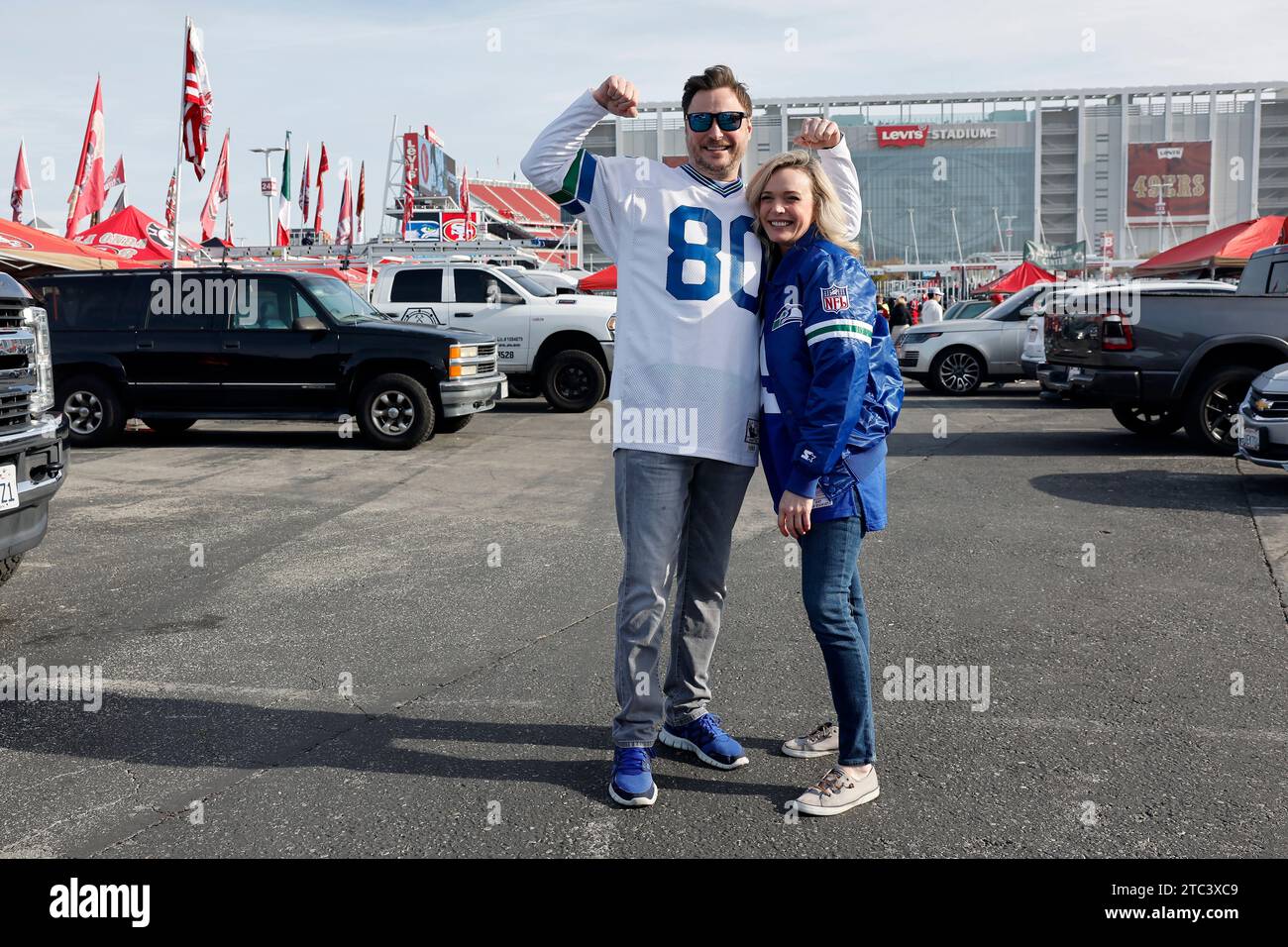 Seattle Seahawks fans tailgate at Levi's Stadium before an NFL football ...