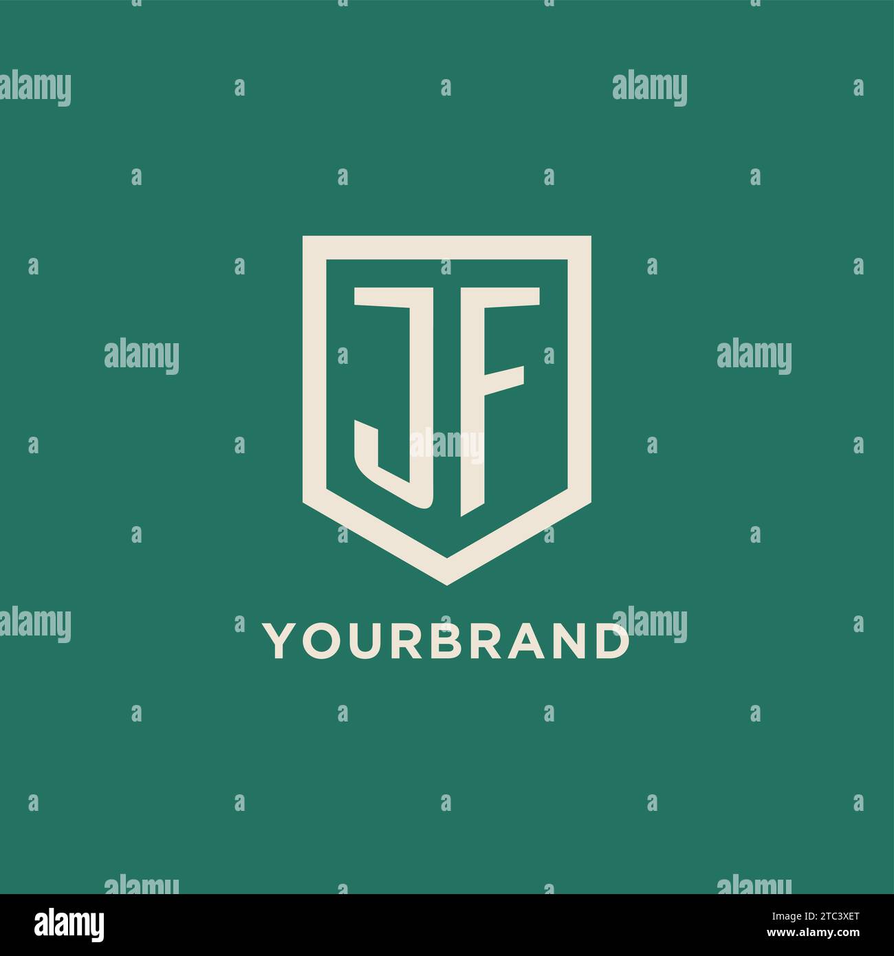JF initial logo monogram shield geometric shape design vector graphic ...