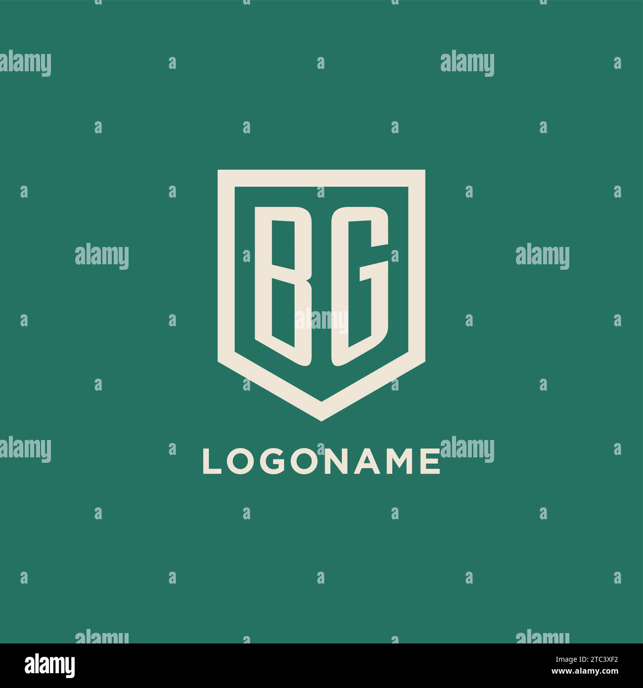 BG initial logo monogram shield geometric shape design vector graphic ...