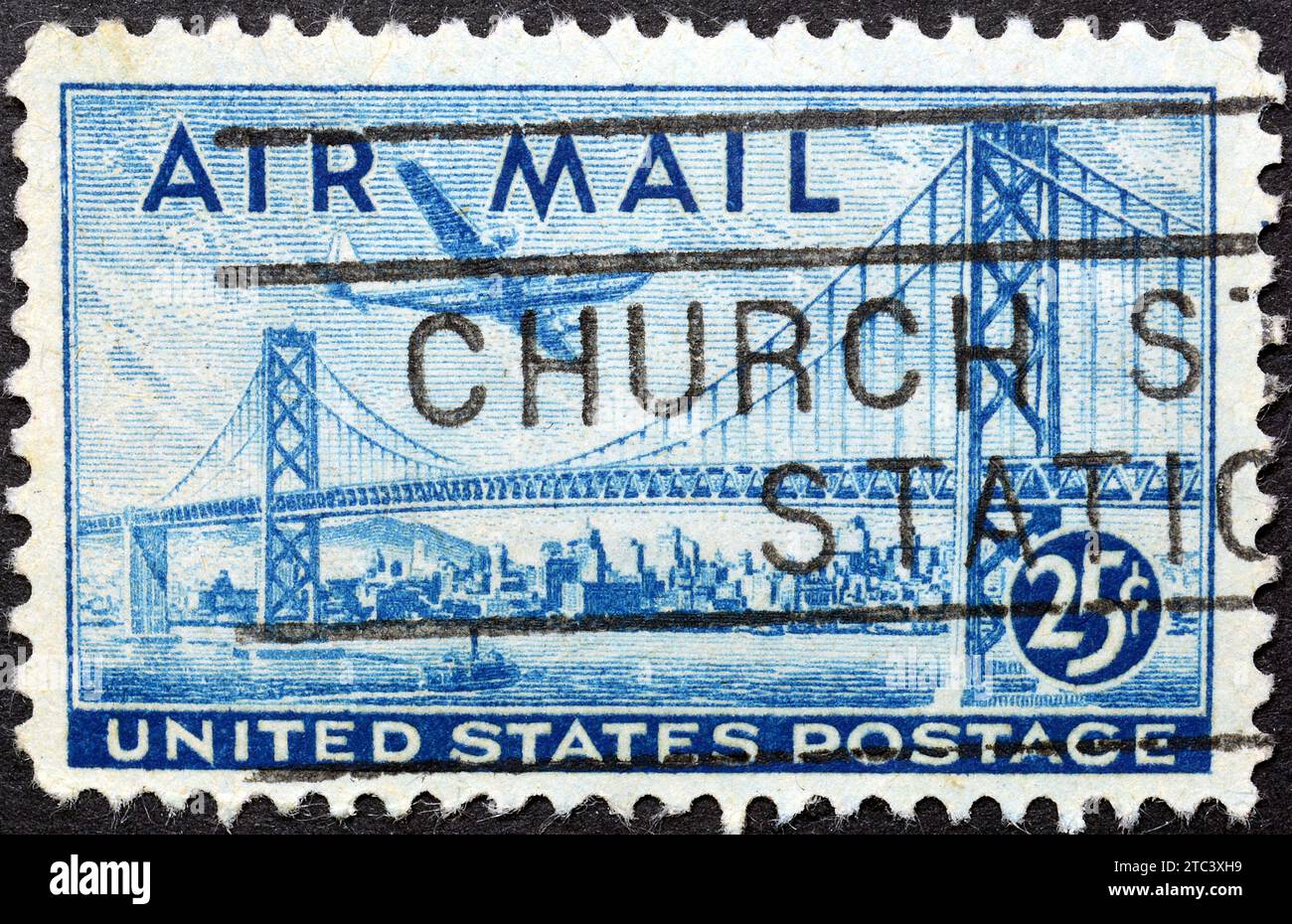 Cancelled postage stamp printed by USA, that shows San Francisco ...