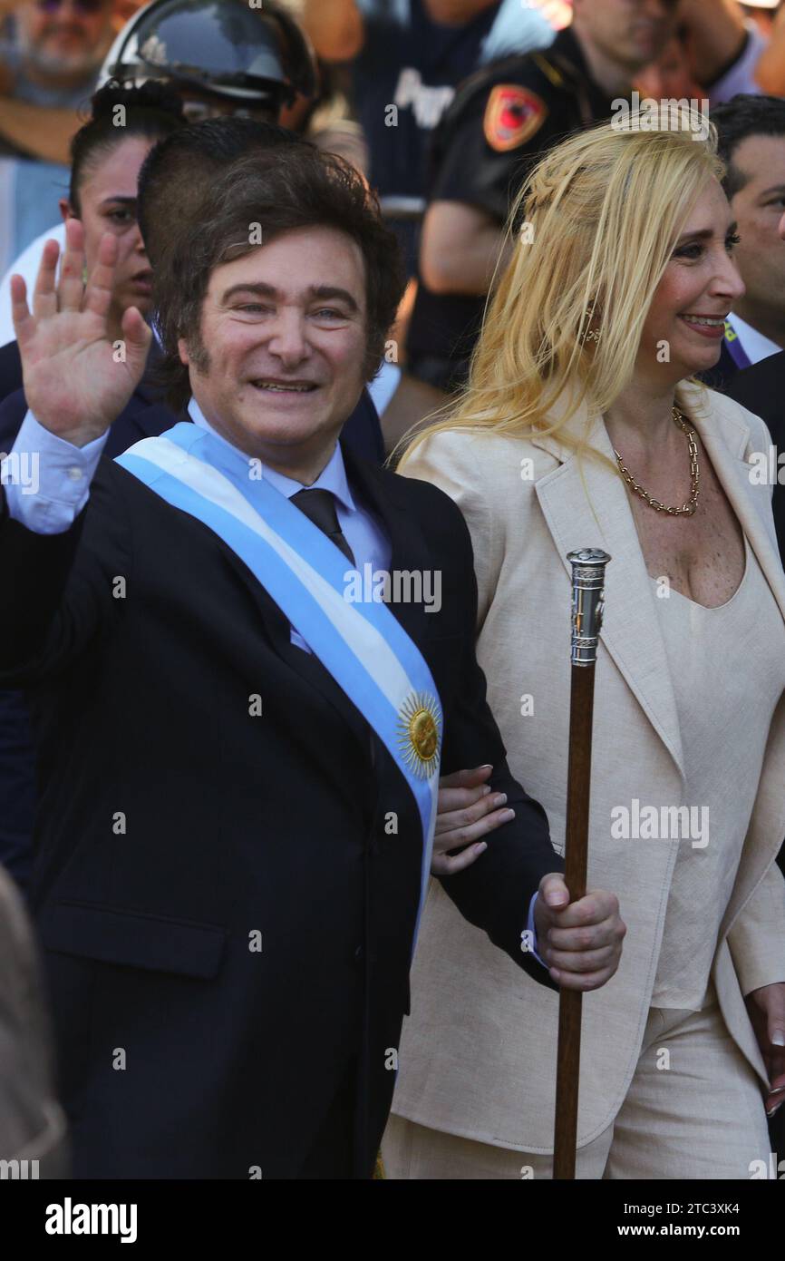 Buenos Aires Argentina 10th Dec 2023 Javier Milei Walks Greeting