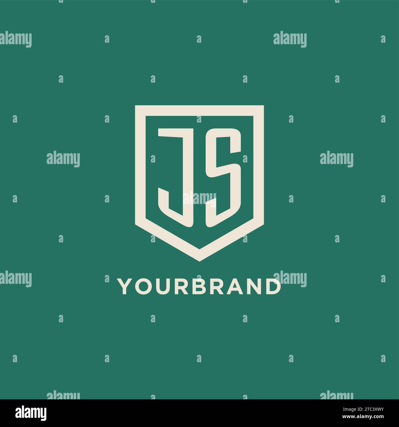 JS initial logo monogram shield geometric shape design vector graphic ...