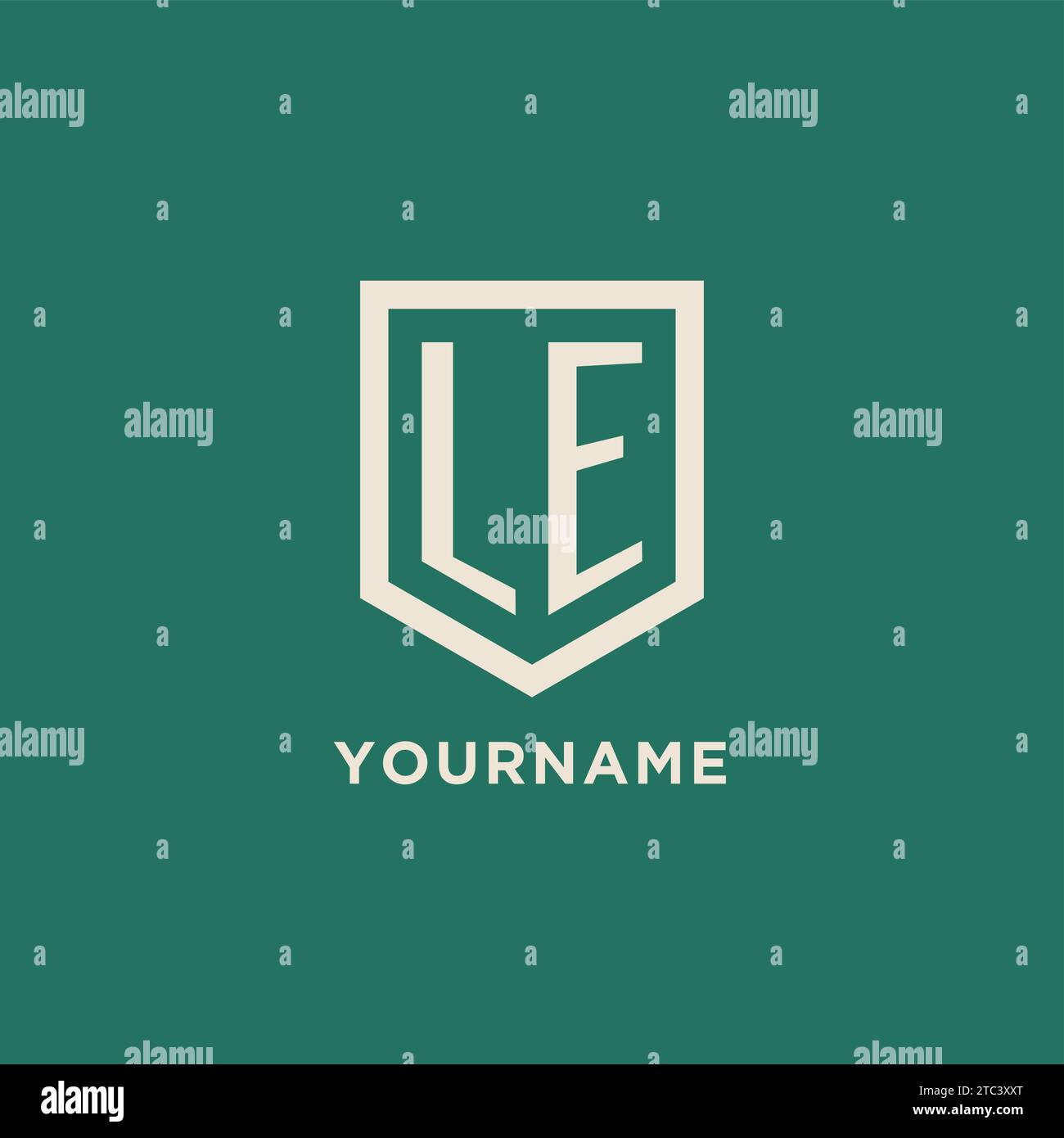 LE initial logo monogram shield geometric shape design vector graphic ...