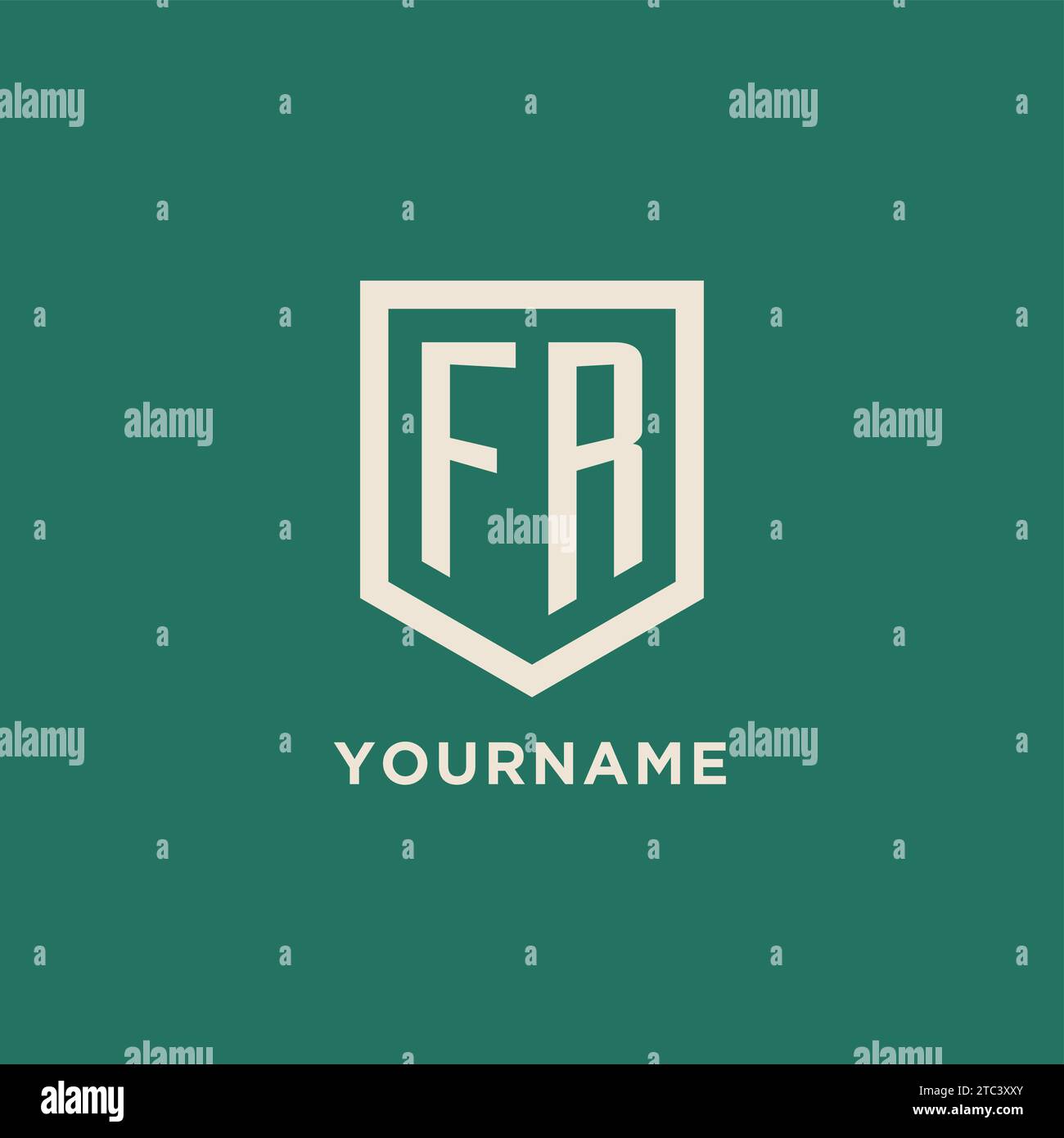 FR initial logo monogram shield geometric shape design vector graphic ...