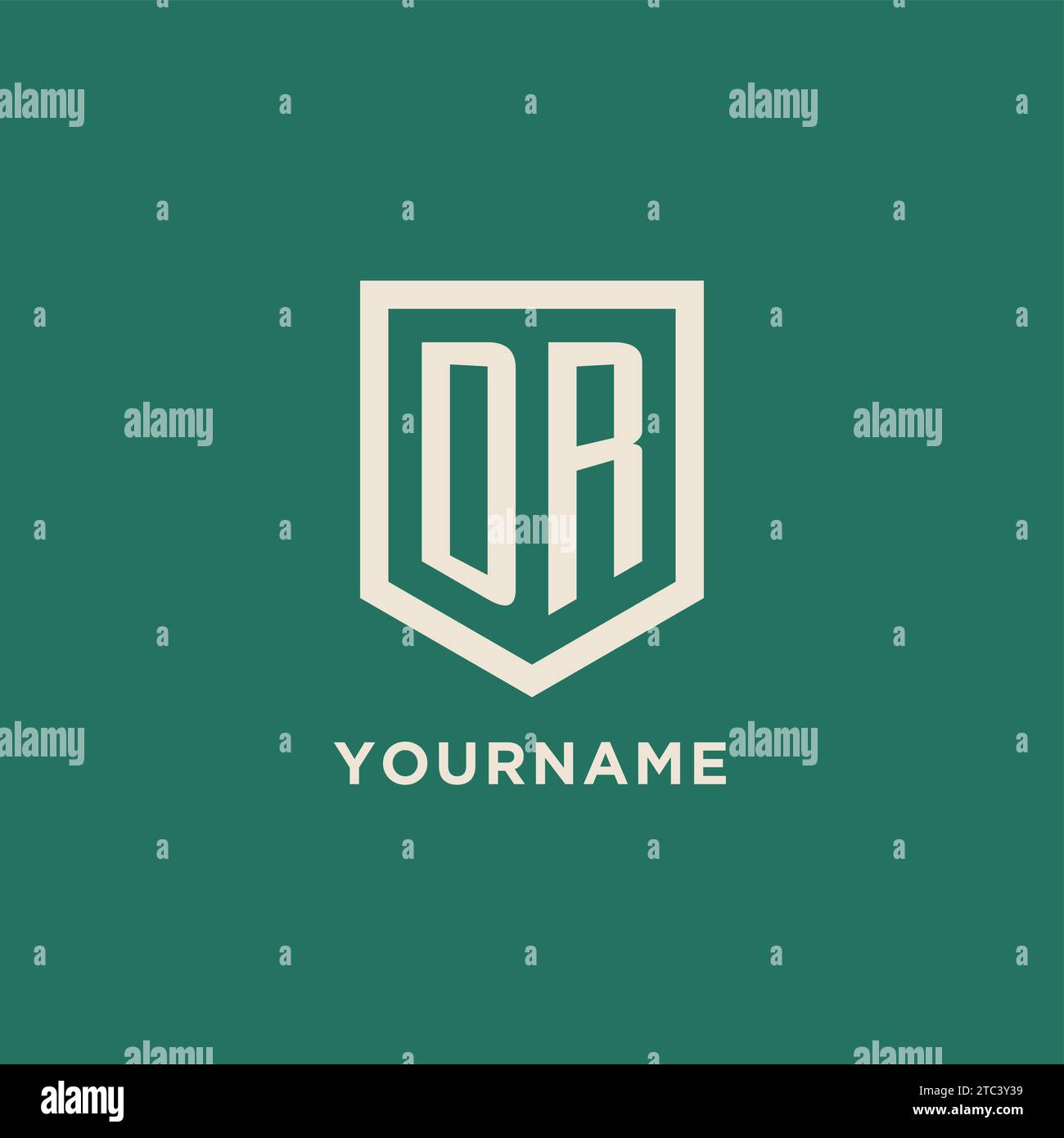 DR initial logo monogram shield geometric shape design vector graphic ...
