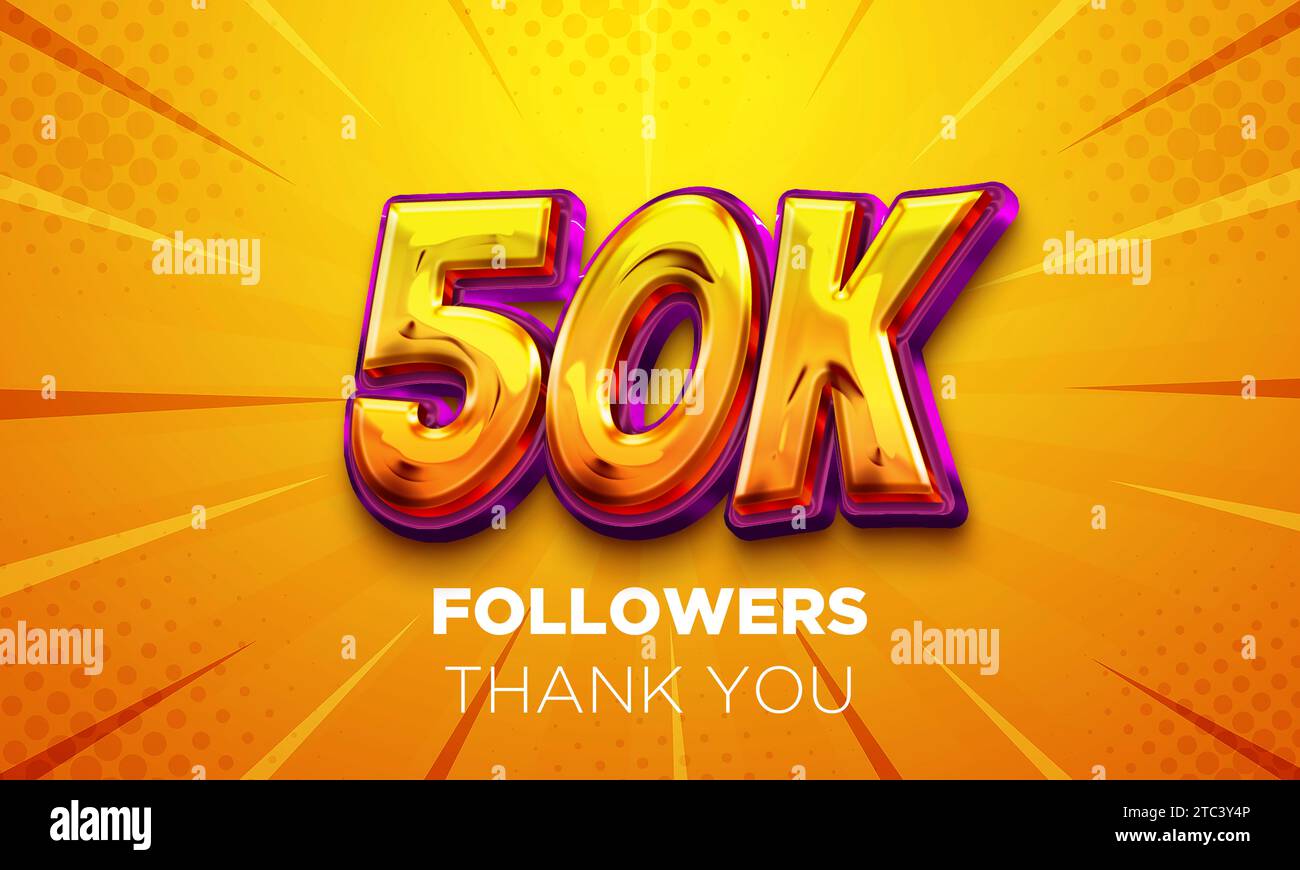 50k followers celebration. Social media poster. Followers thank you ...