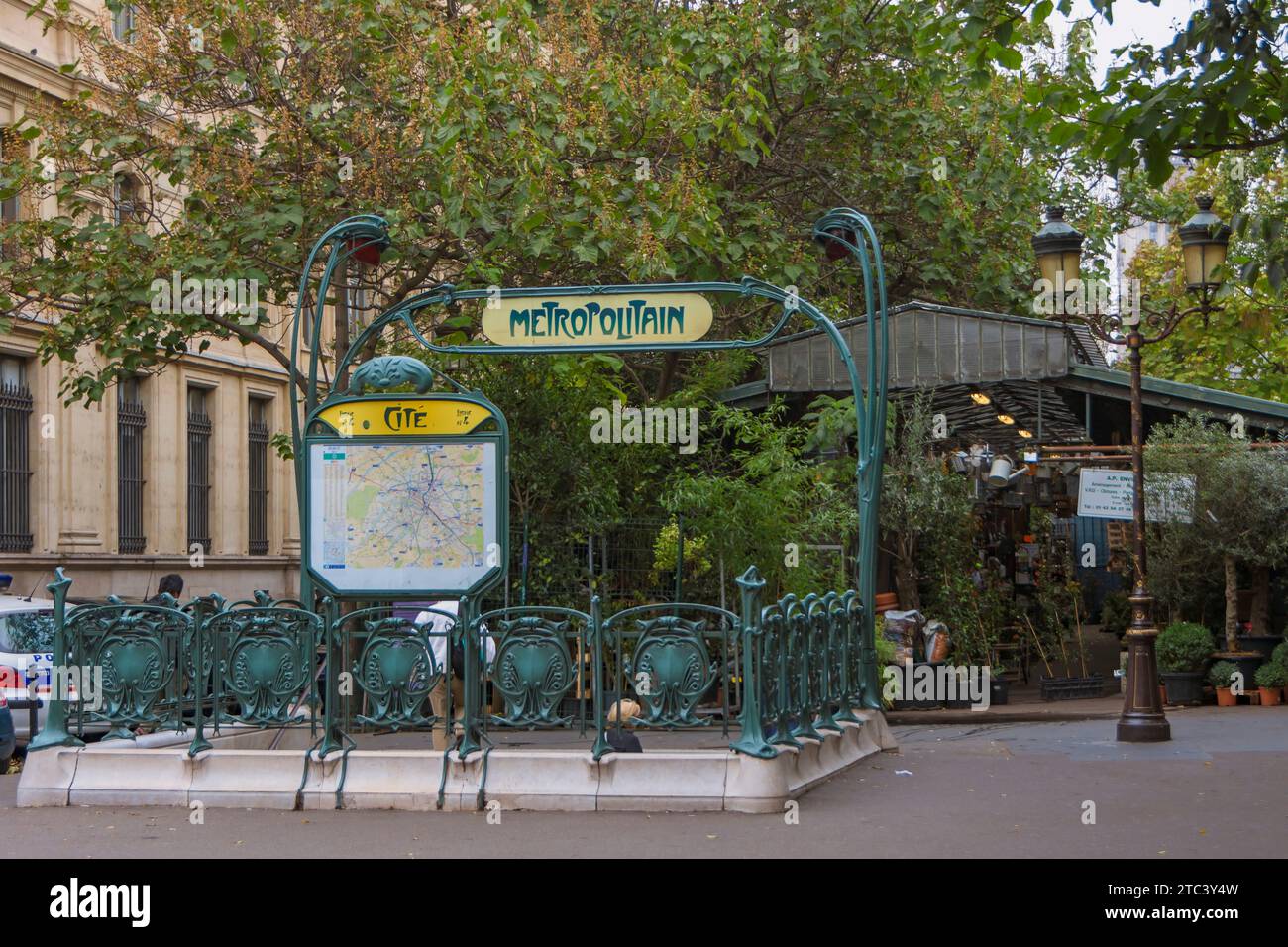 Paris, France. Metropolitan. Access to the “Cité” metro next to the ...