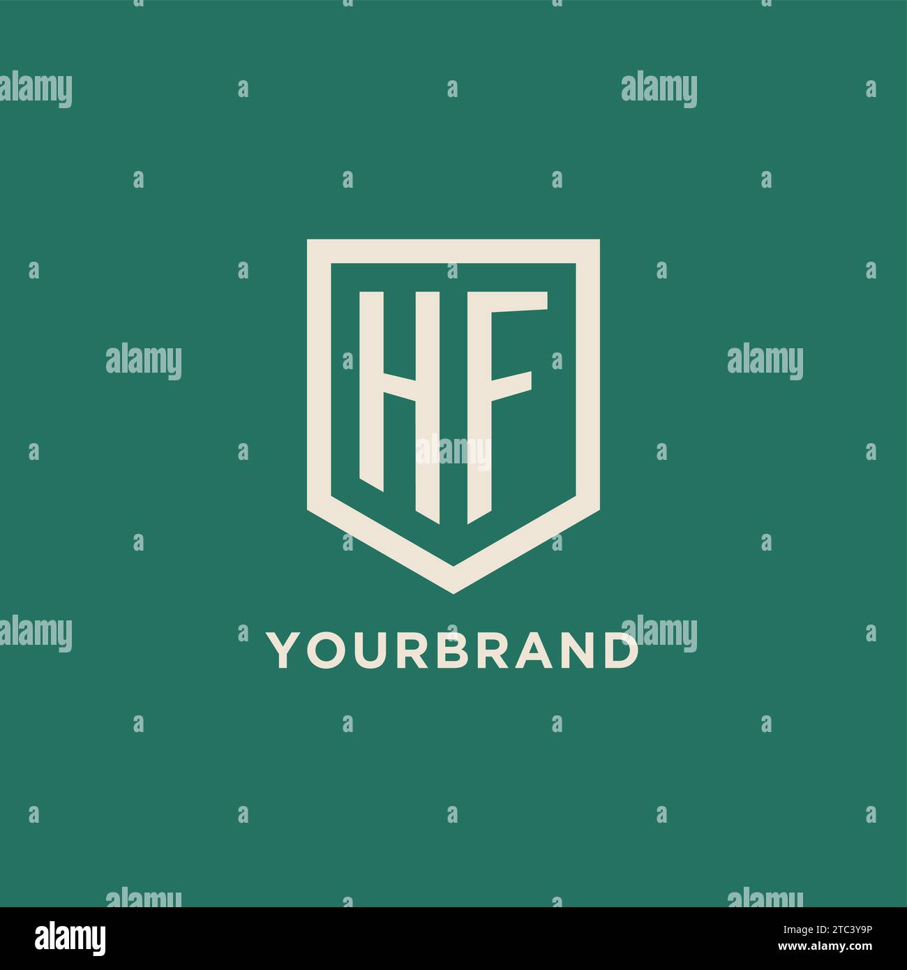 HF initial logo monogram shield geometric shape design vector graphic ...