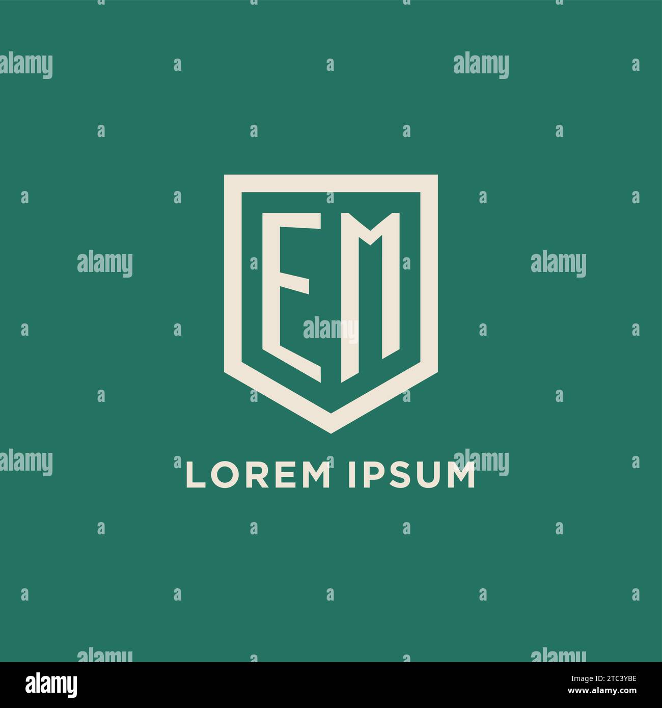 EM initial logo monogram shield geometric shape design vector graphic ...