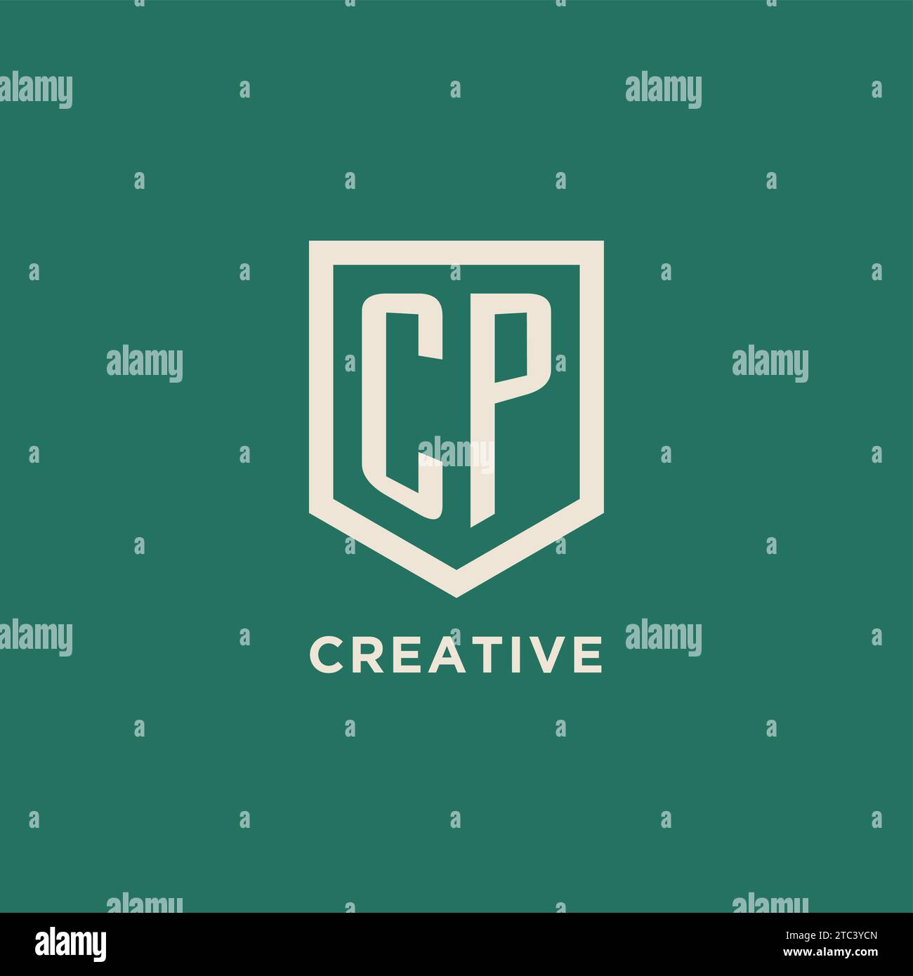 CP initial logo monogram shield geometric shape design vector graphic ...