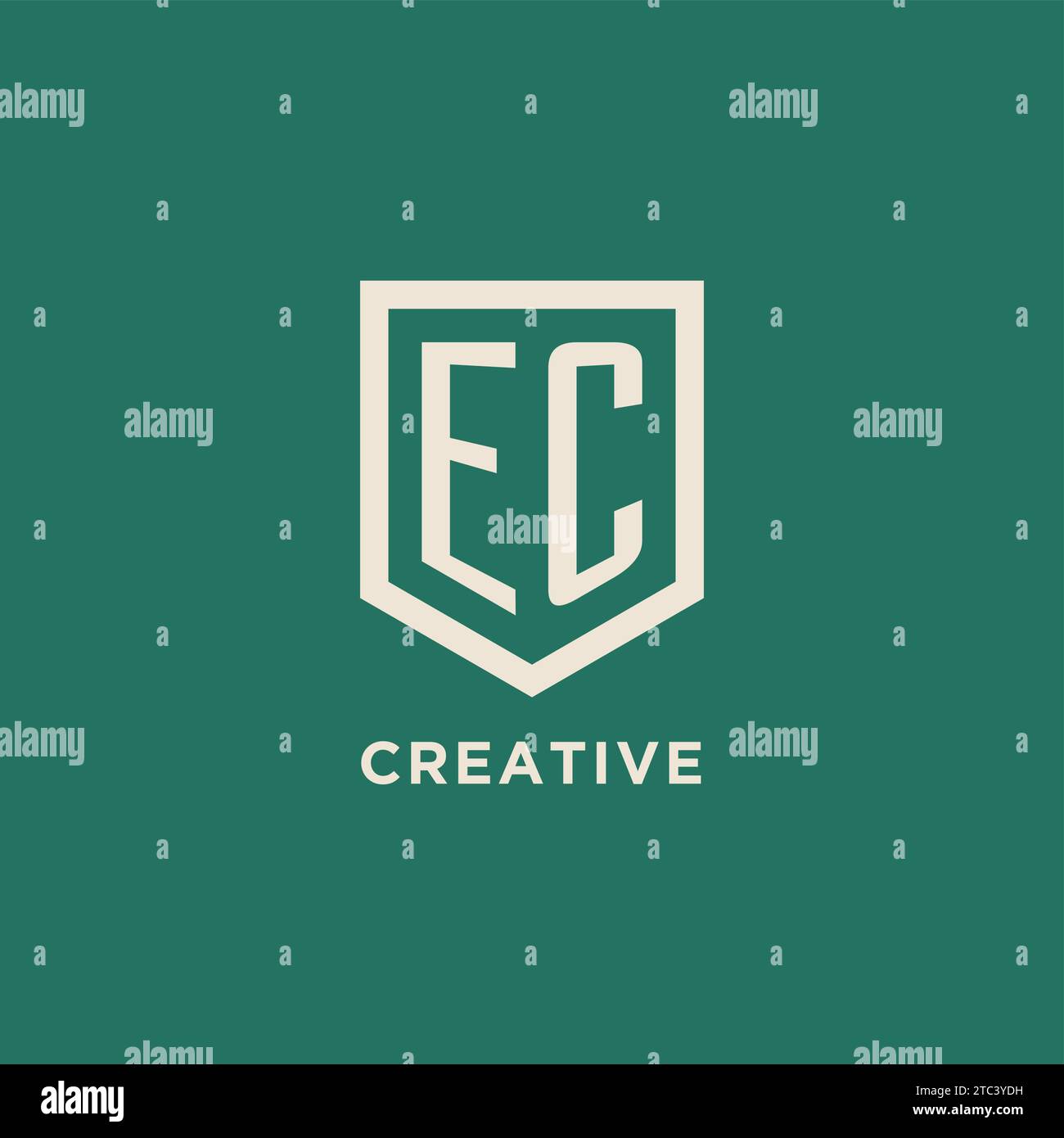 EC initial logo monogram shield geometric shape design vector graphic ...