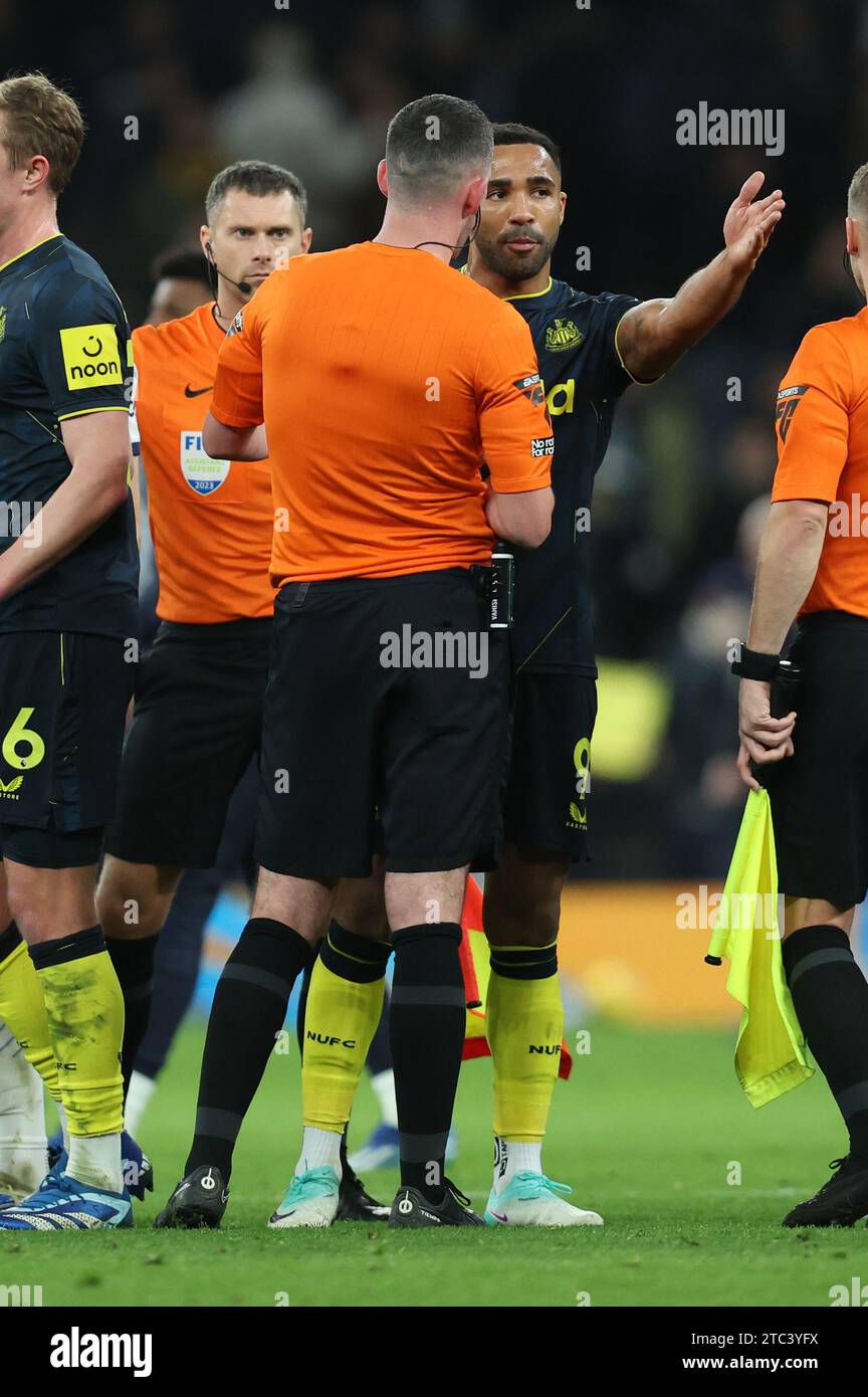 London, UK. 10th Dec, 2023. Callum Wilson of Newcastle United talks ...