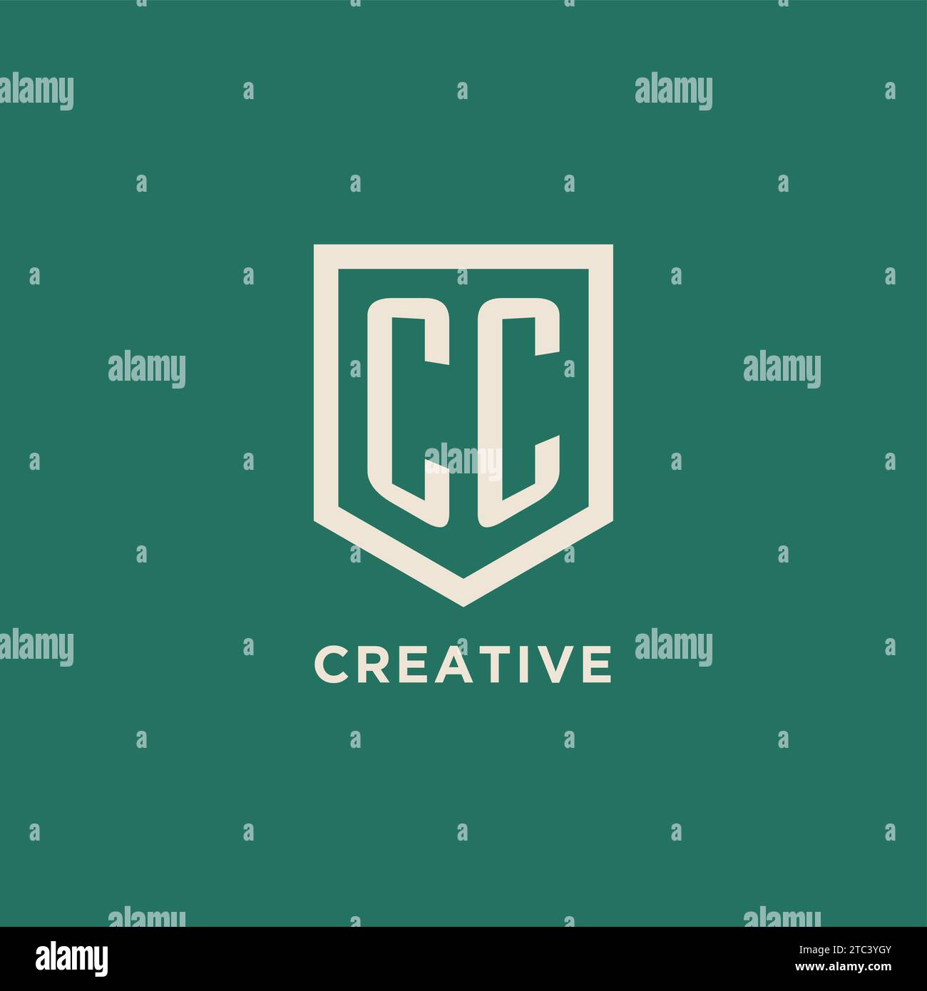 CC initial logo monogram shield geometric shape design vector graphic ...
