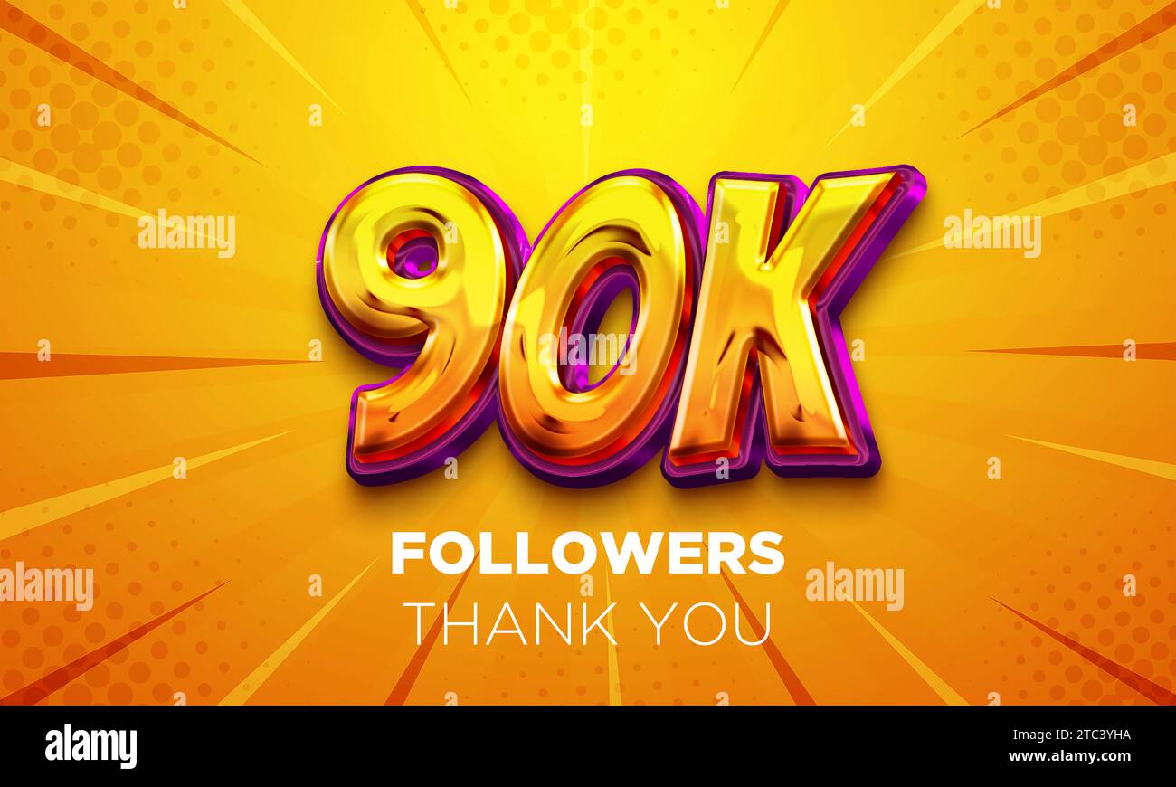 90k followers celebration. Social media poster. Followers thank you ...