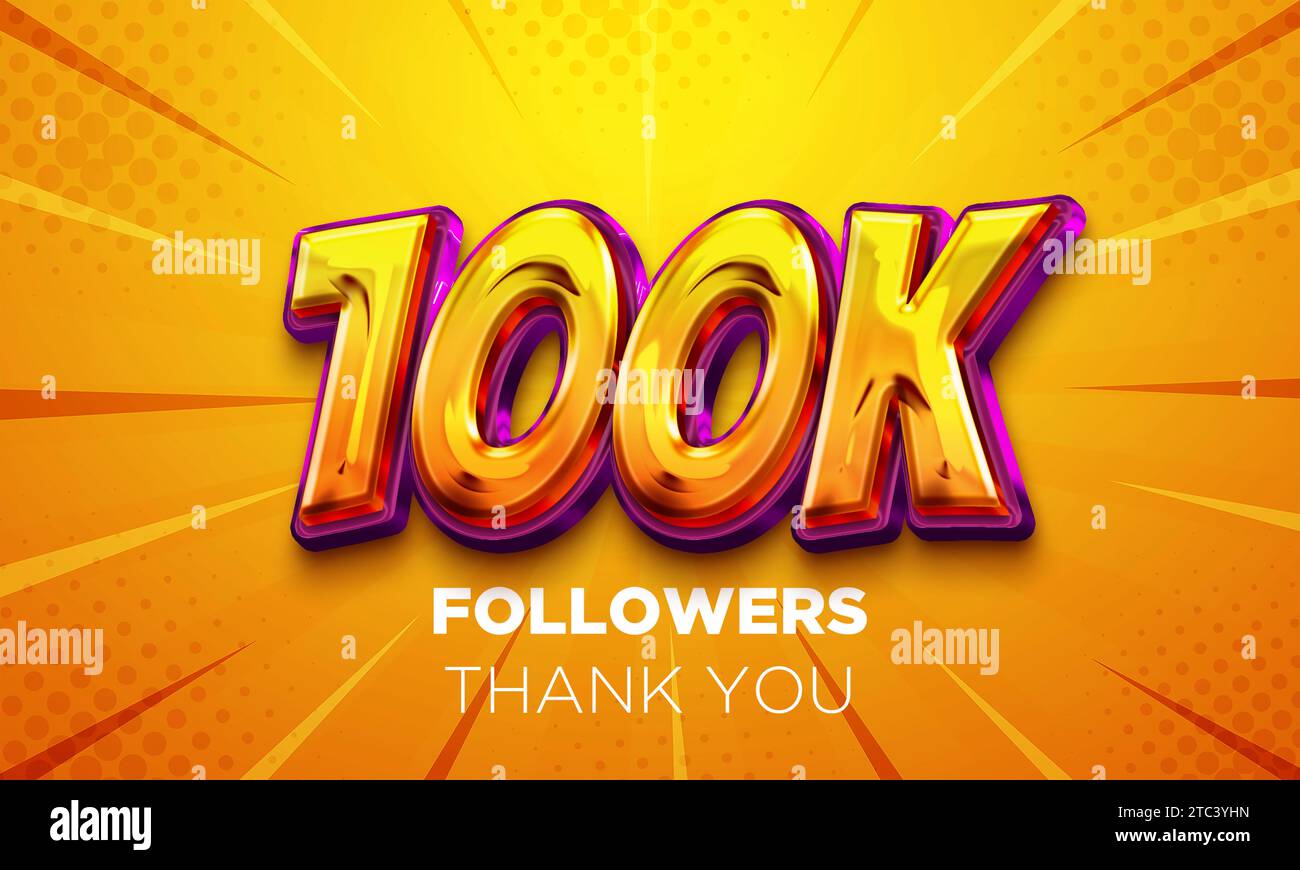 100k followers celebration. Social media poster. Followers thank you ...