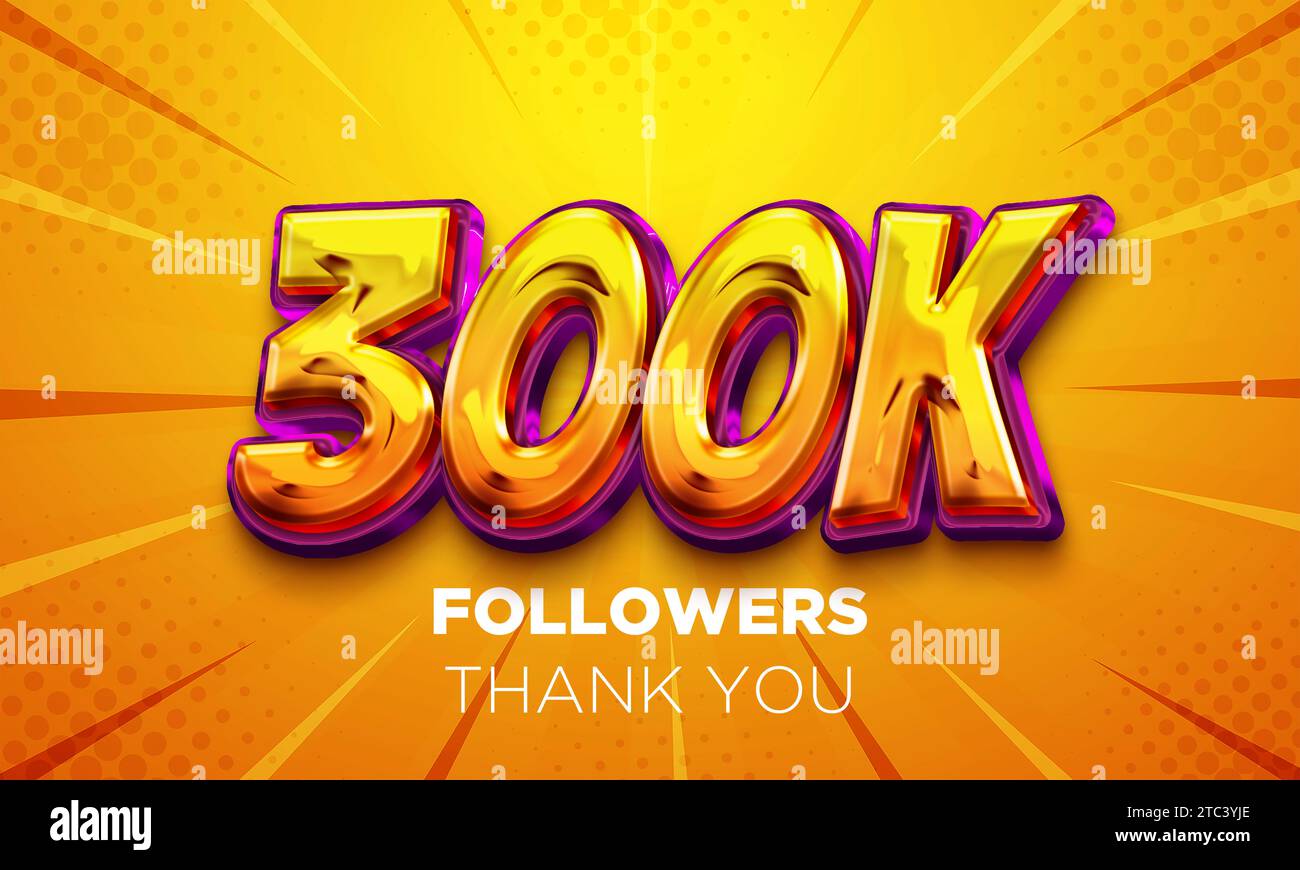300k followers celebration. Social media poster. Followers thank you ...