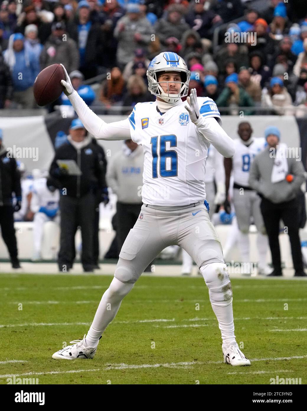 Detroit Lions quarterback Jared Goff throws a touchdown pass to wide ...