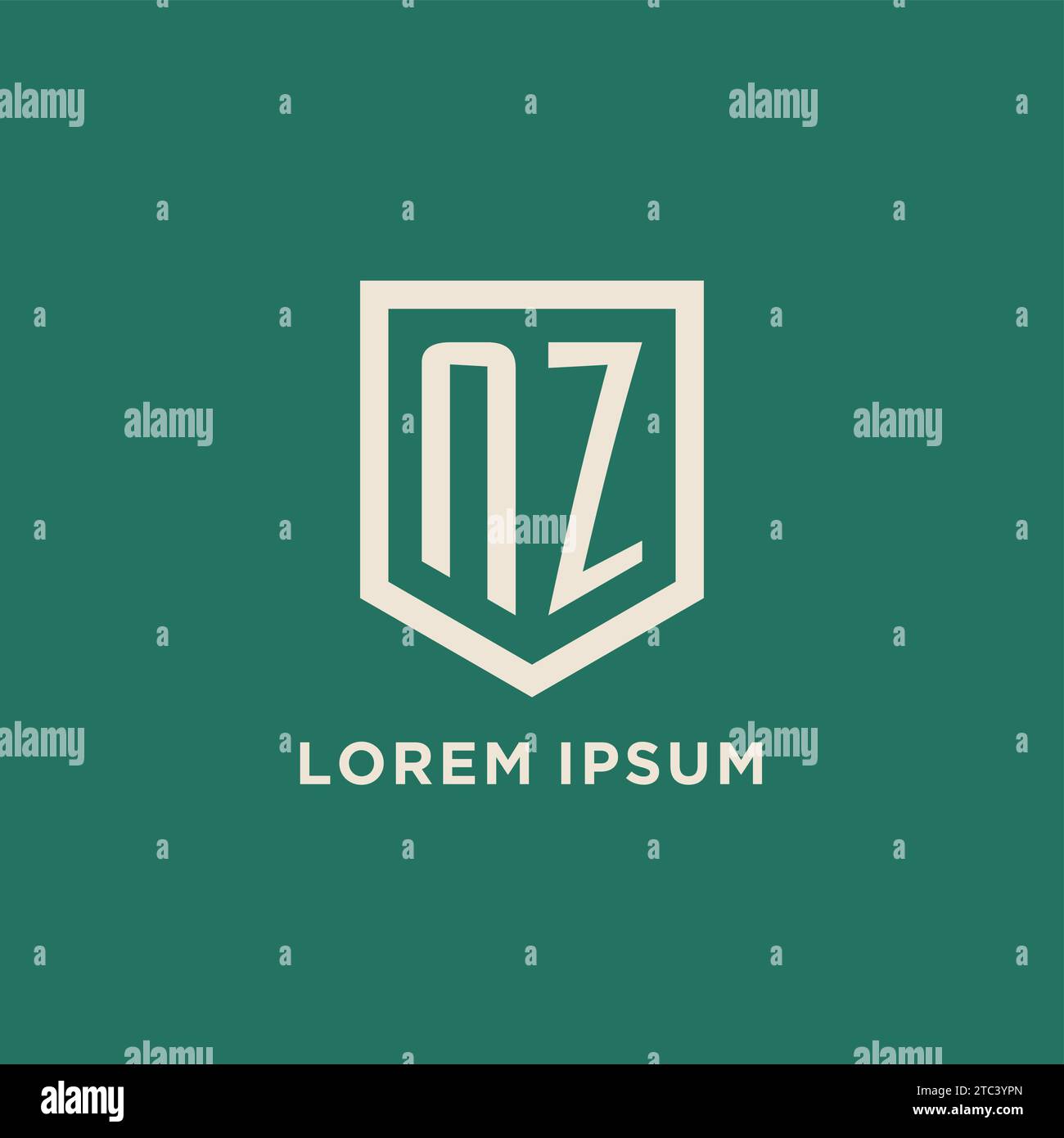 NZ initial logo monogram shield geometric shape design vector graphic ...
