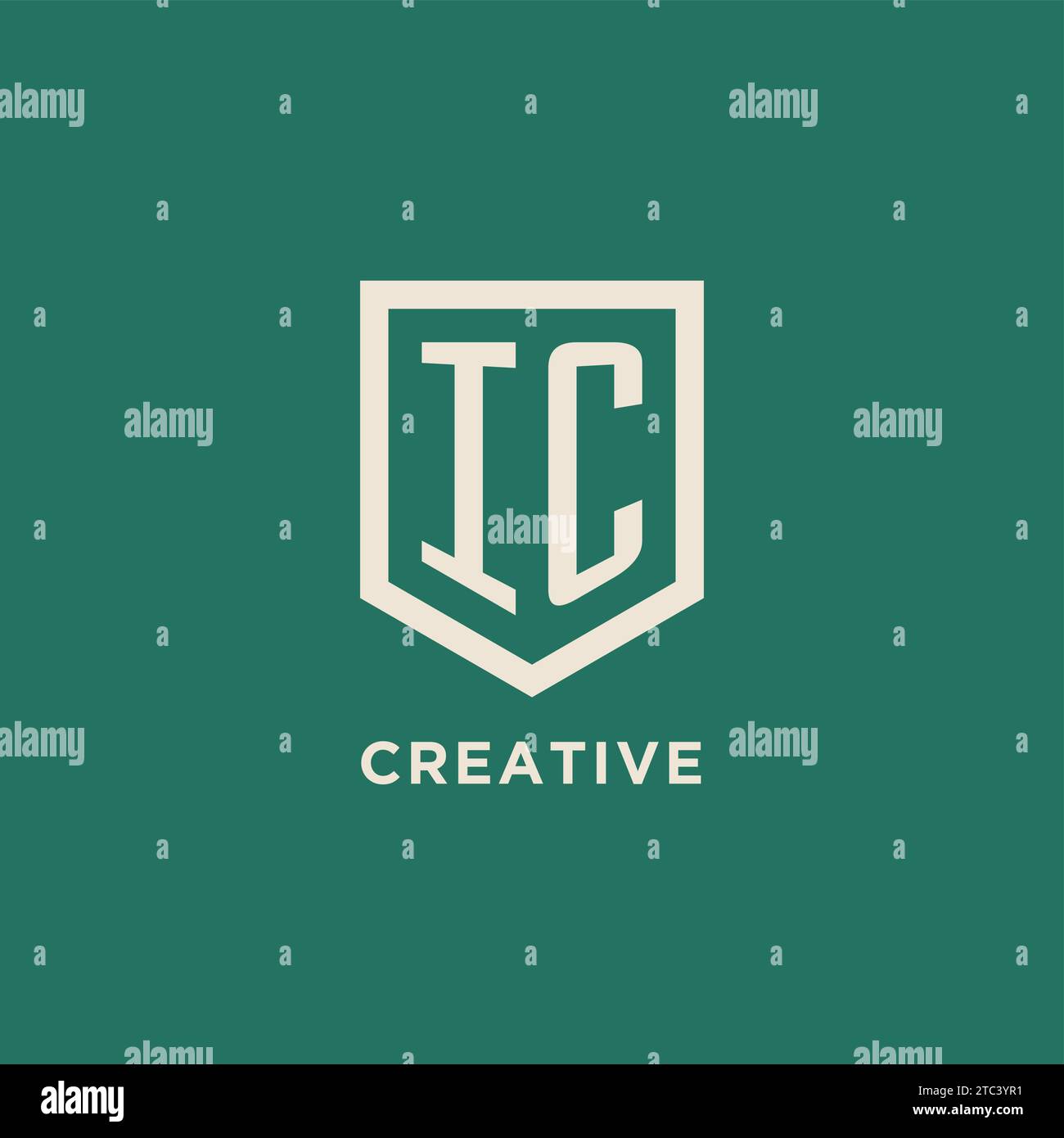 IC initial logo monogram shield geometric shape design vector graphic ...