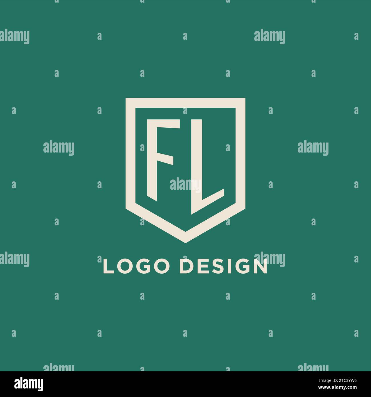 FL initial logo monogram shield geometric shape design vector graphic ...