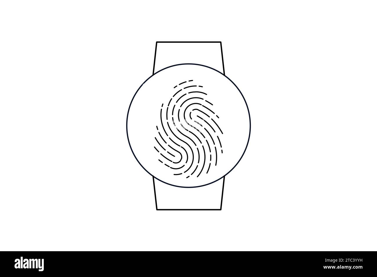 Fingerprint on the screen of a smart watch, drawn on a white background ...