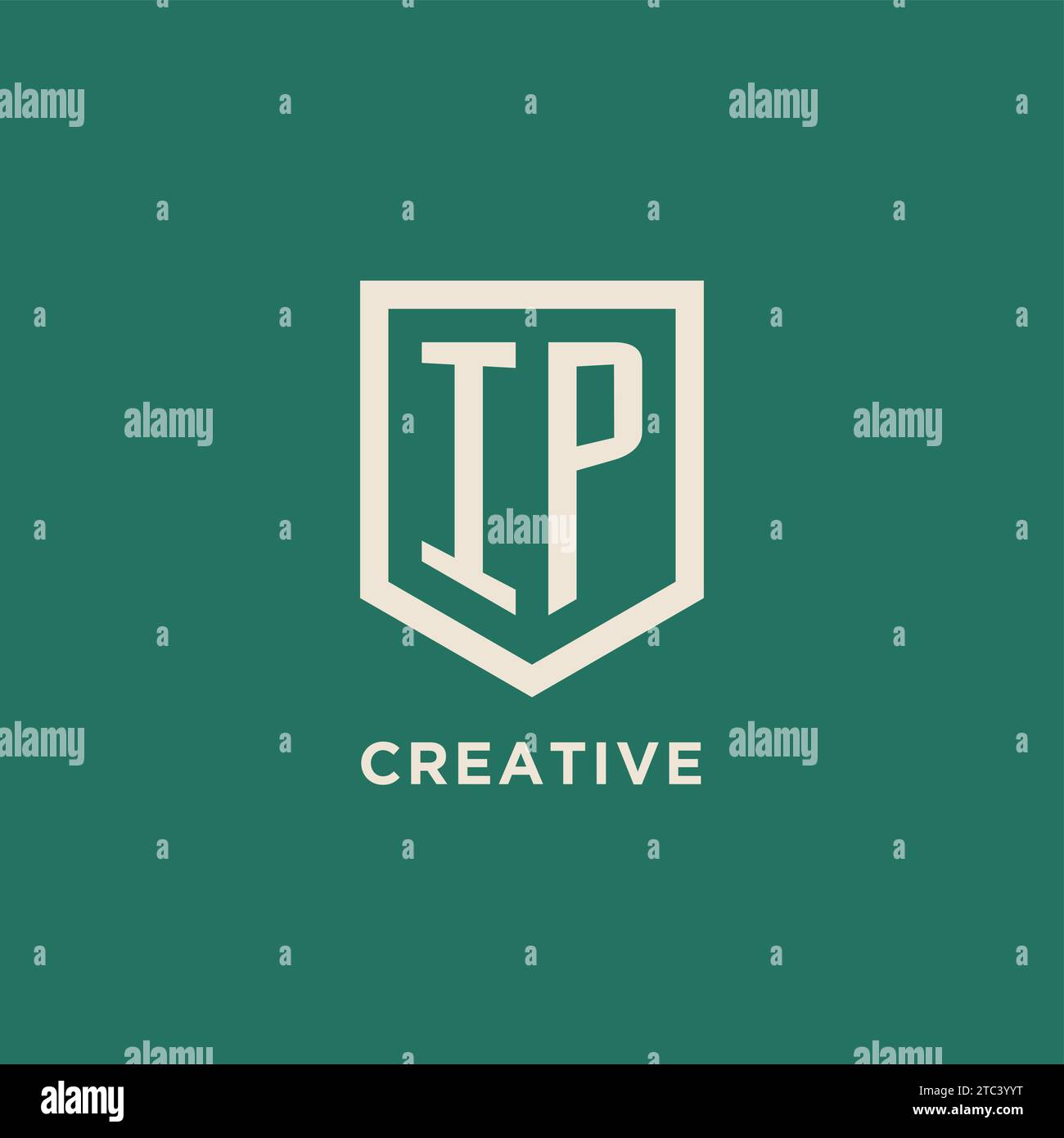IP initial logo monogram shield geometric shape design vector graphic ...