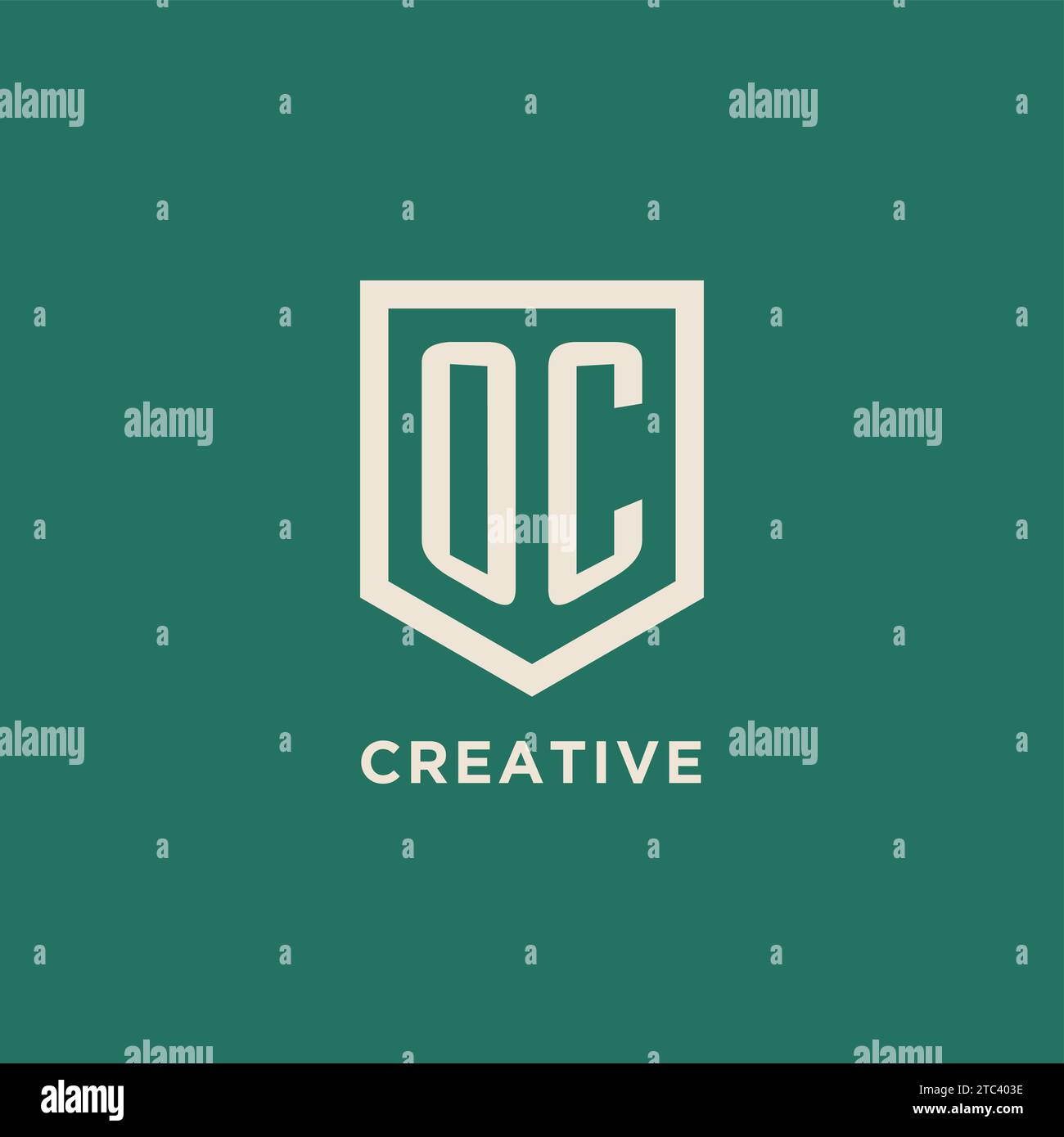 OC initial logo monogram shield geometric shape design vector graphic ...