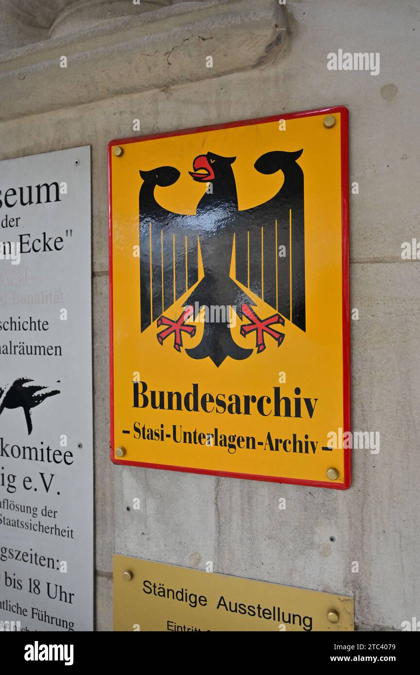 Stasi memorial and museum in the “Round Corner” in Leipzig, Saxony ...