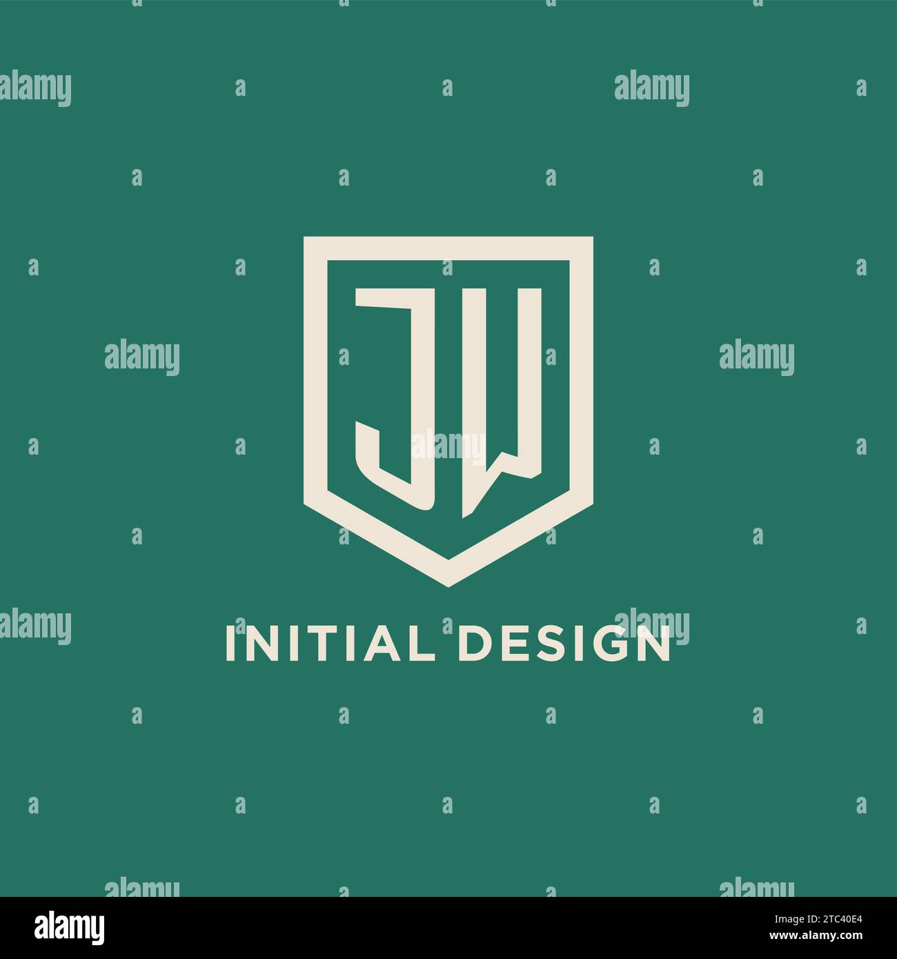 JW initial logo monogram shield geometric shape design vector graphic ...