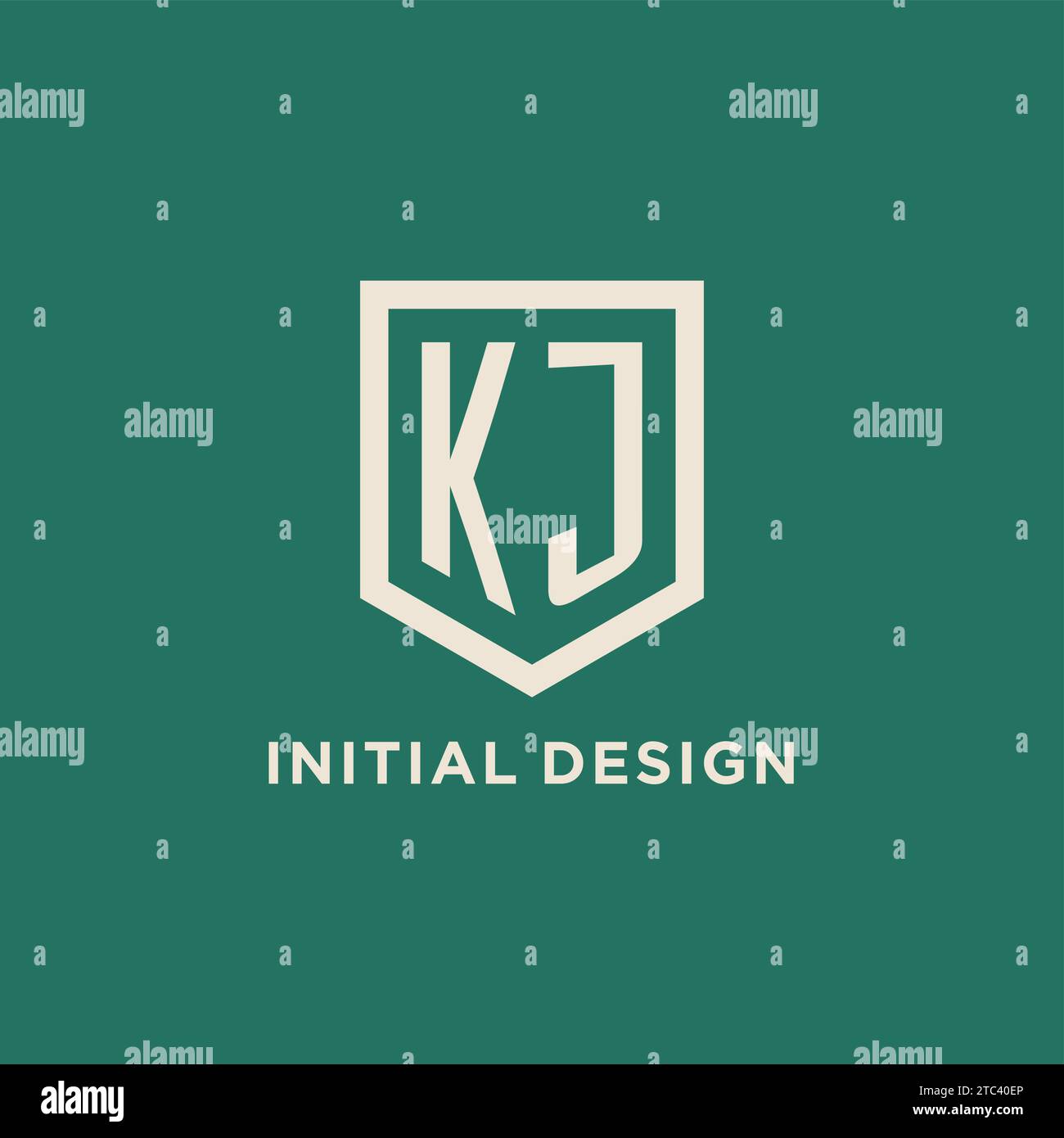 KJ initial logo monogram shield geometric shape design vector graphic ...