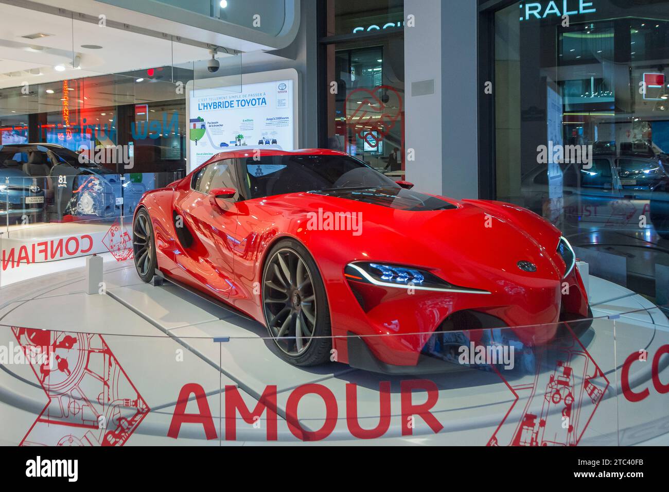 Paris, France. FT-1, prototype sports car on display at the Toyota ...