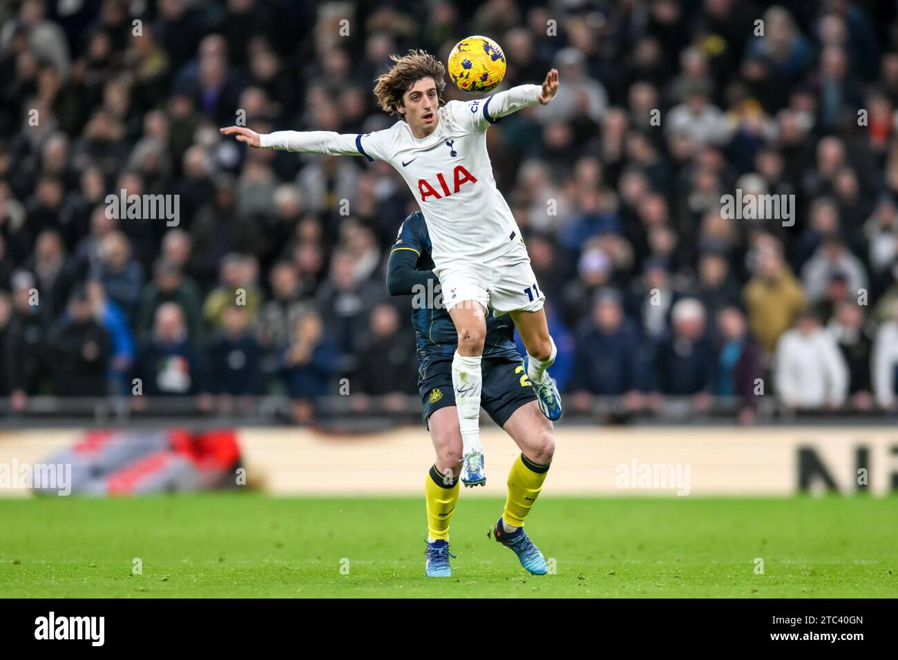 London, England on 10 December 2023. Bryan Gill of Tottenham Hotspur ...