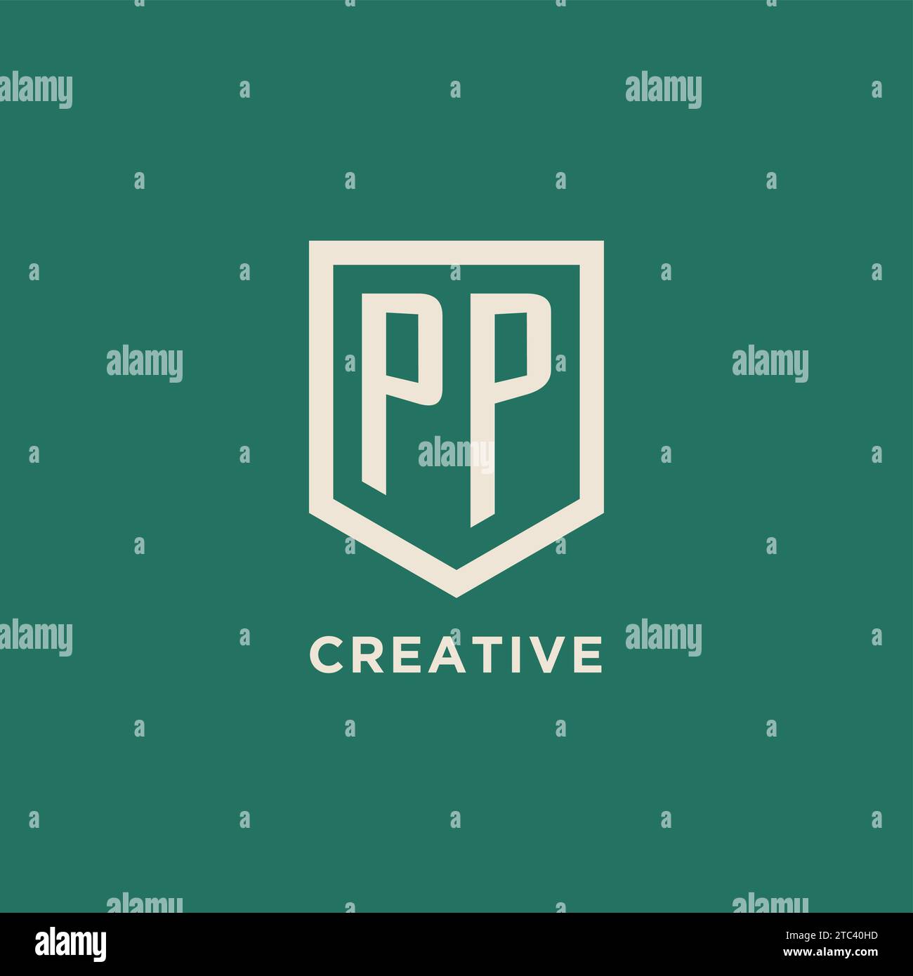 PP initial logo monogram shield geometric shape design vector graphic ...