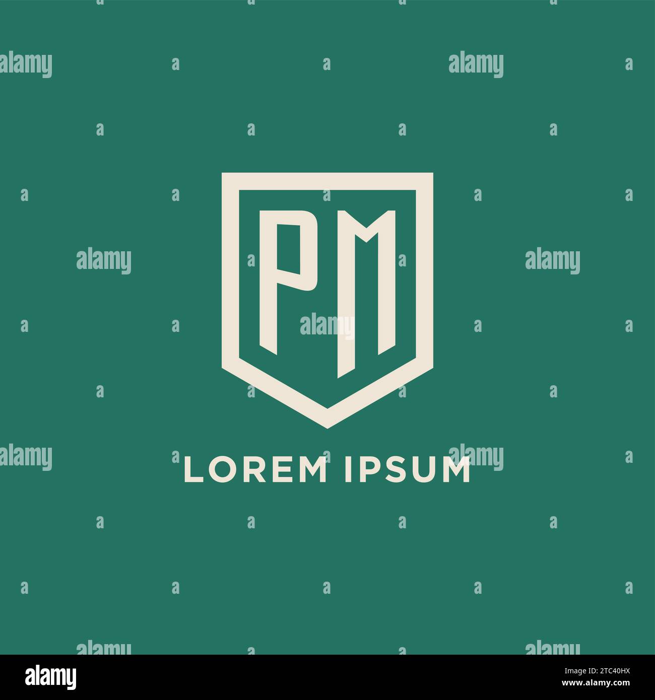 PM initial logo monogram shield geometric shape design vector graphic ...