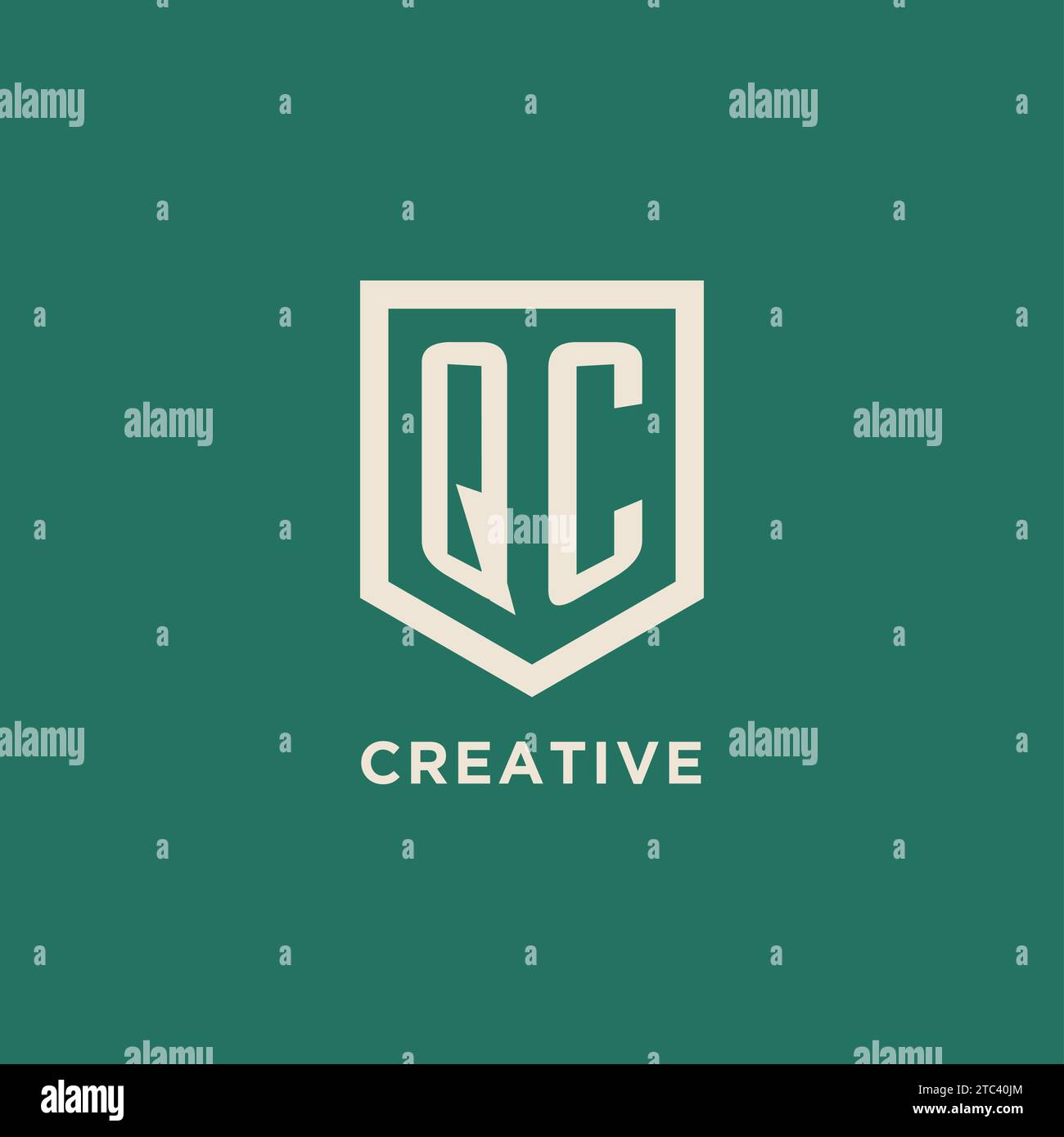 QC initial logo monogram shield geometric shape design vector graphic ...