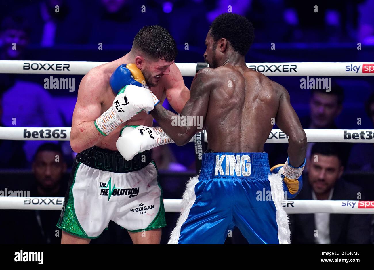 Lee Cutler (left) and Kingsley Egbunike in action during their English ...
