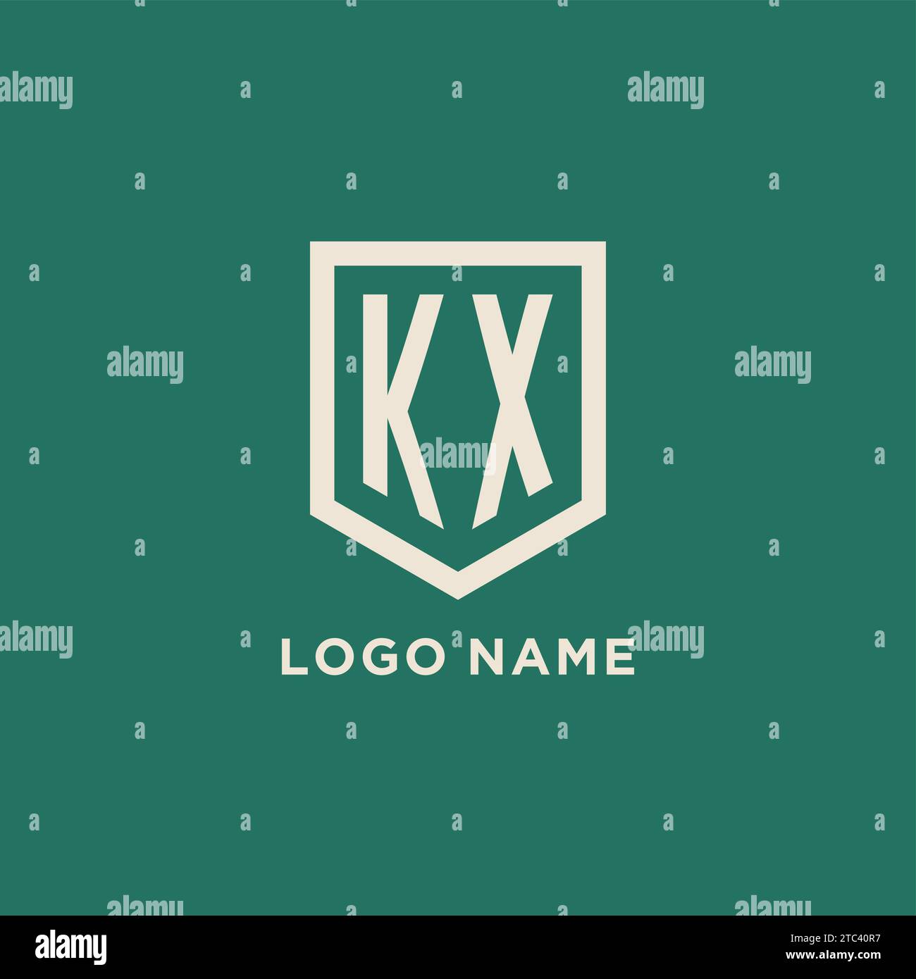 KX initial logo monogram shield geometric shape design vector graphic ...