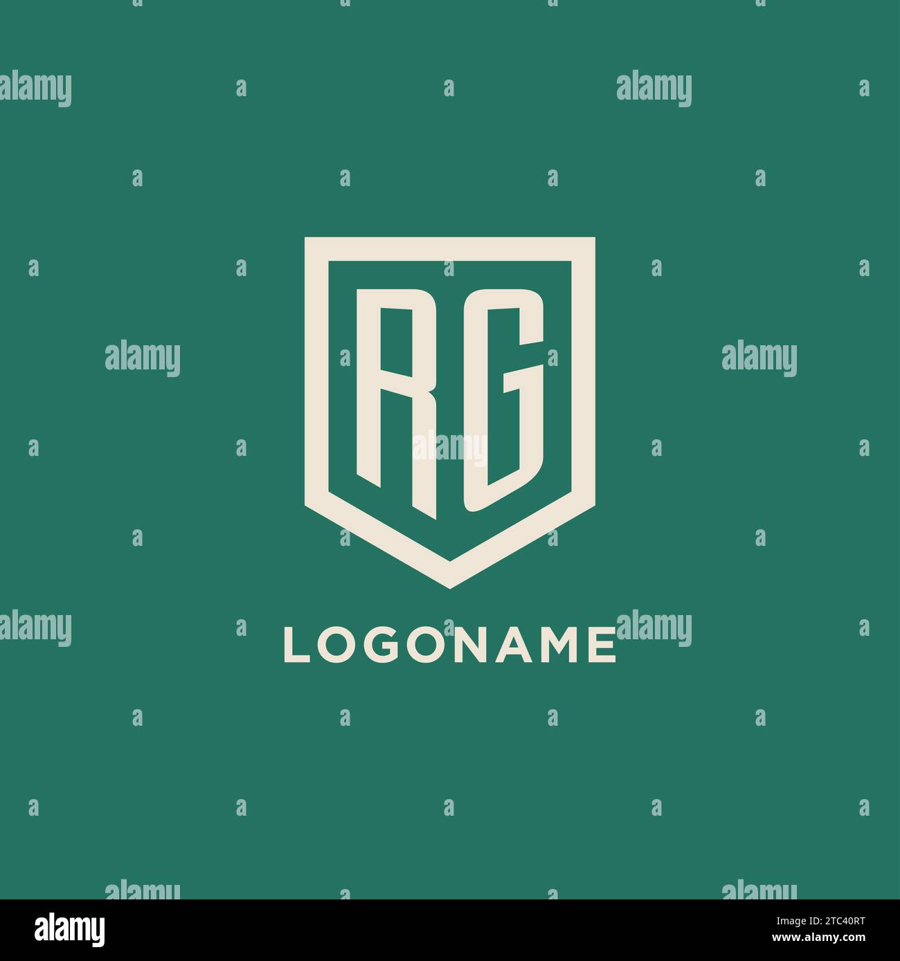 RG initial logo monogram shield geometric shape design vector graphic ...
