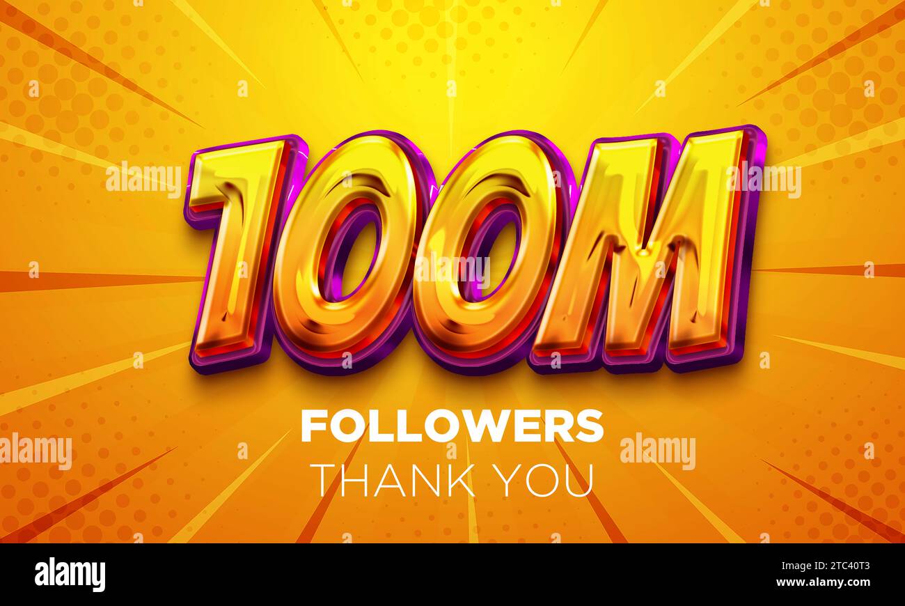 100 Million followers celebration. Social media poster. Followers ...