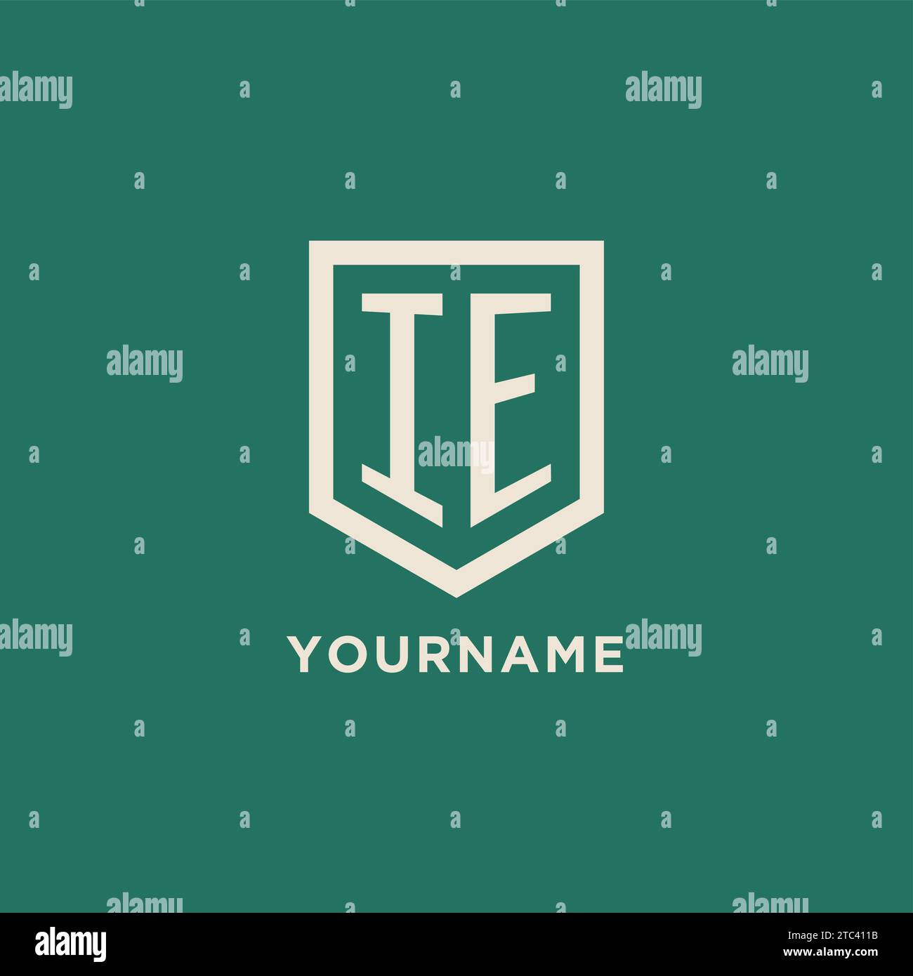 IE initial logo monogram shield geometric shape design vector graphic ...