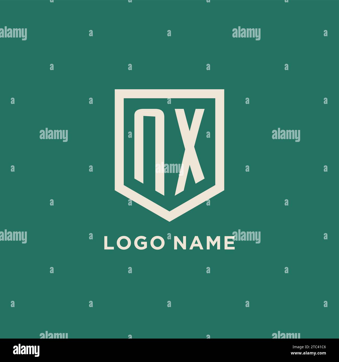 NX initial logo monogram shield geometric shape design vector graphic ...