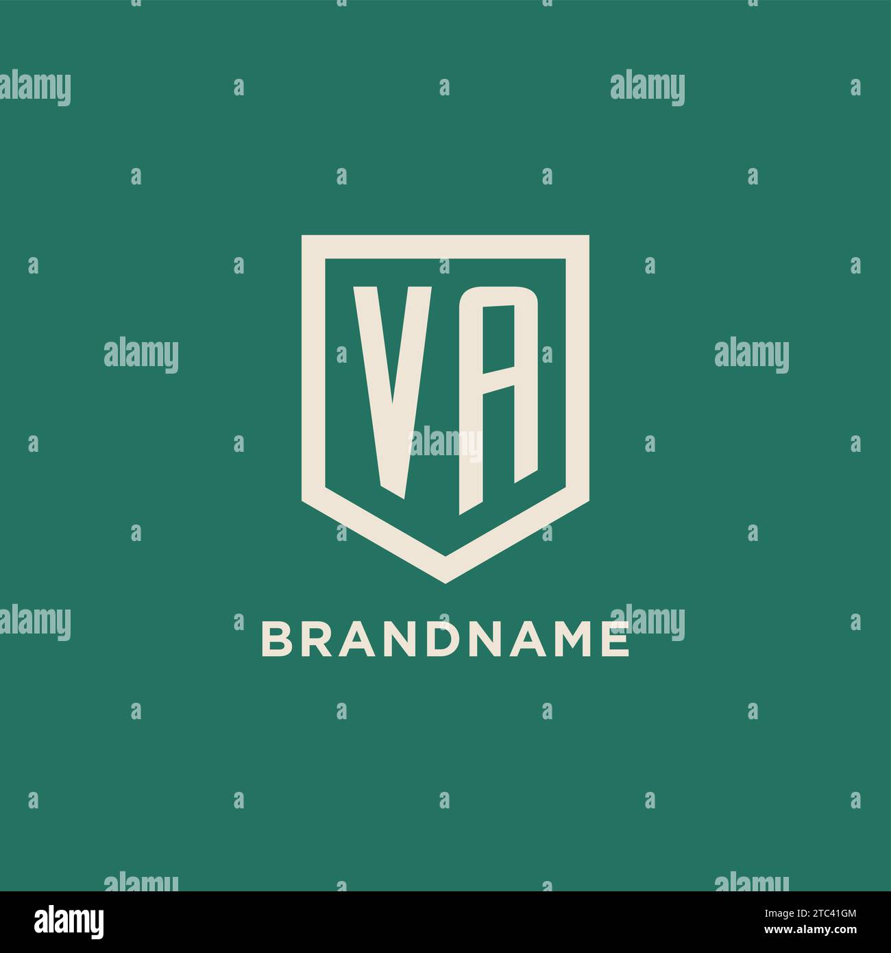 VA initial logo monogram shield geometric shape design vector graphic ...