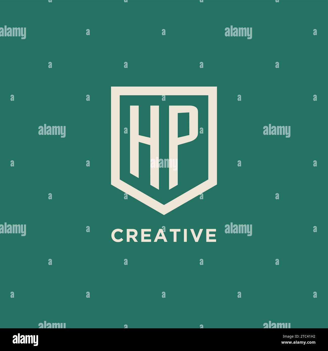 HP initial logo monogram shield geometric shape design vector graphic ...